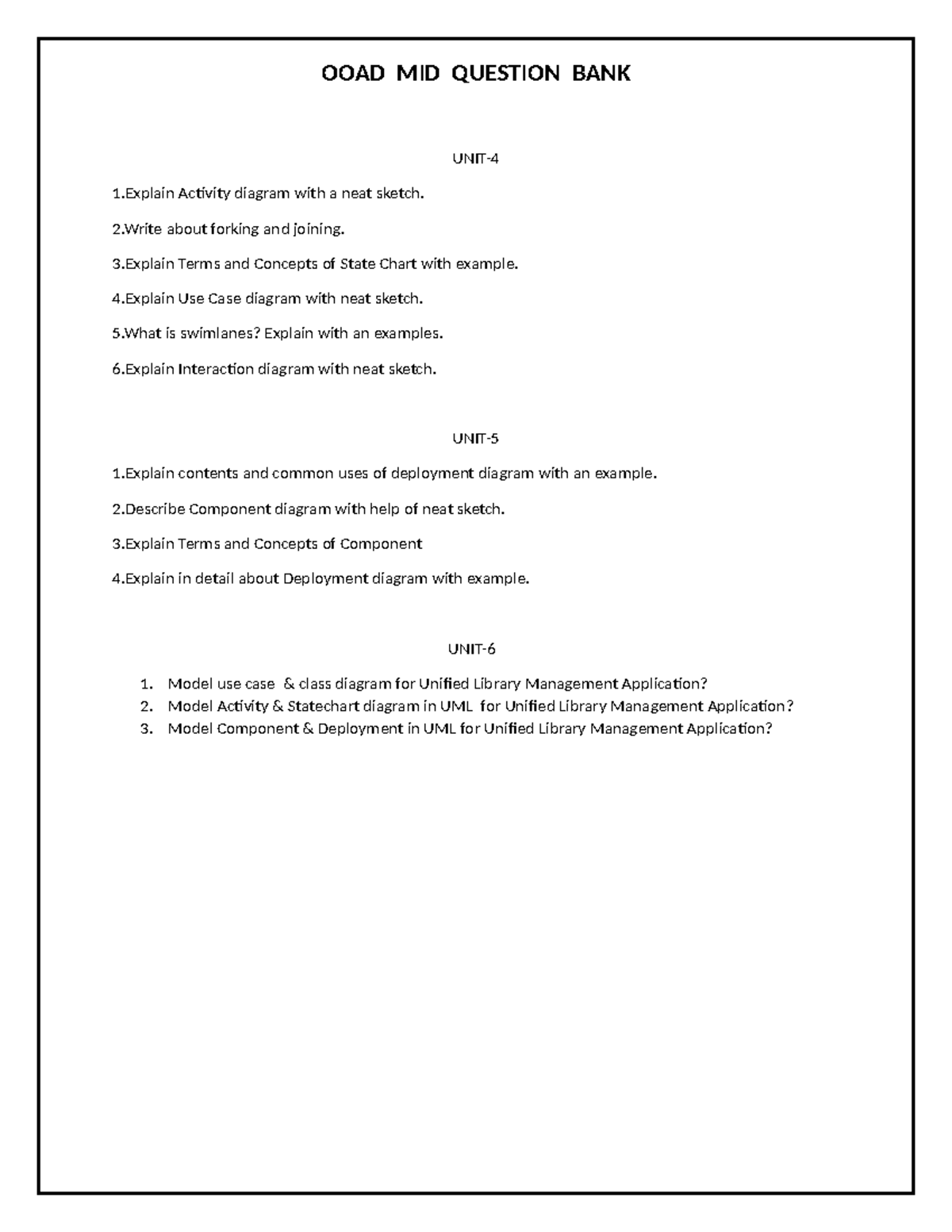 OOAD R16 Midterm Question Bank - Key Concepts & Diagrams - Studocu