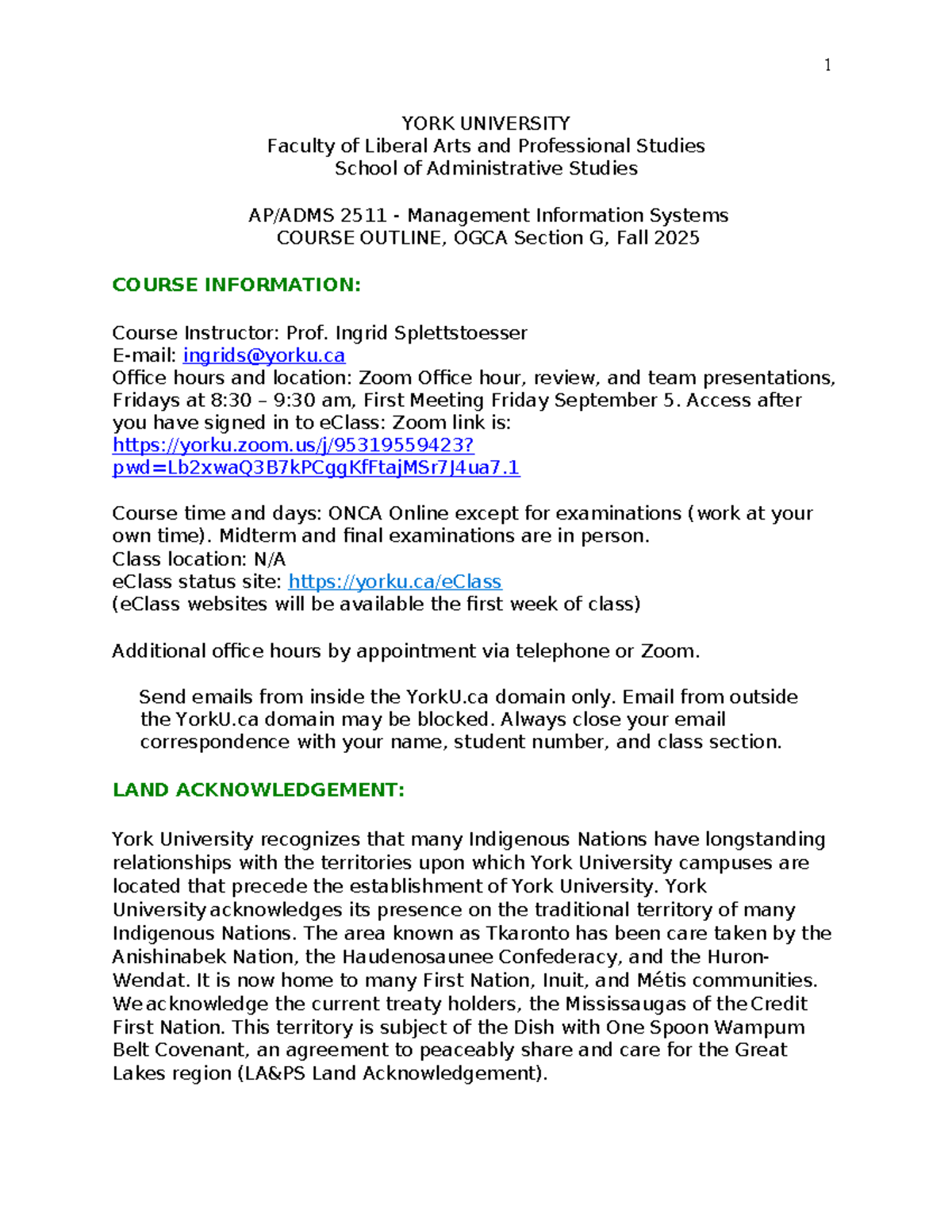 ADMS 2511 G Course Outline: Management Information Systems Fall 2025 ...