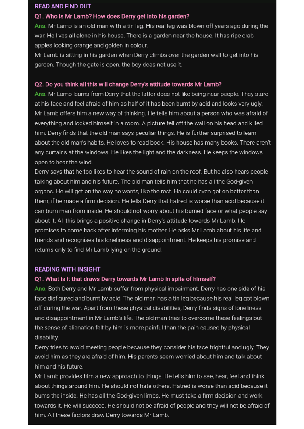 On the Face of It (Ch 5) - Chapter Notes and Analysis - Studocu