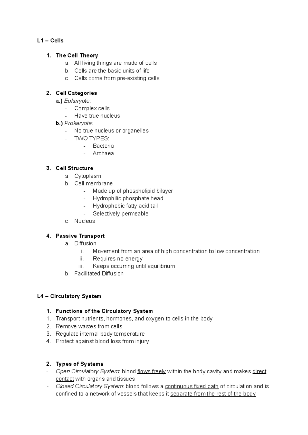 SNC2D Biology Test Review: Cells, Circulatory, Digestive & Immune ...