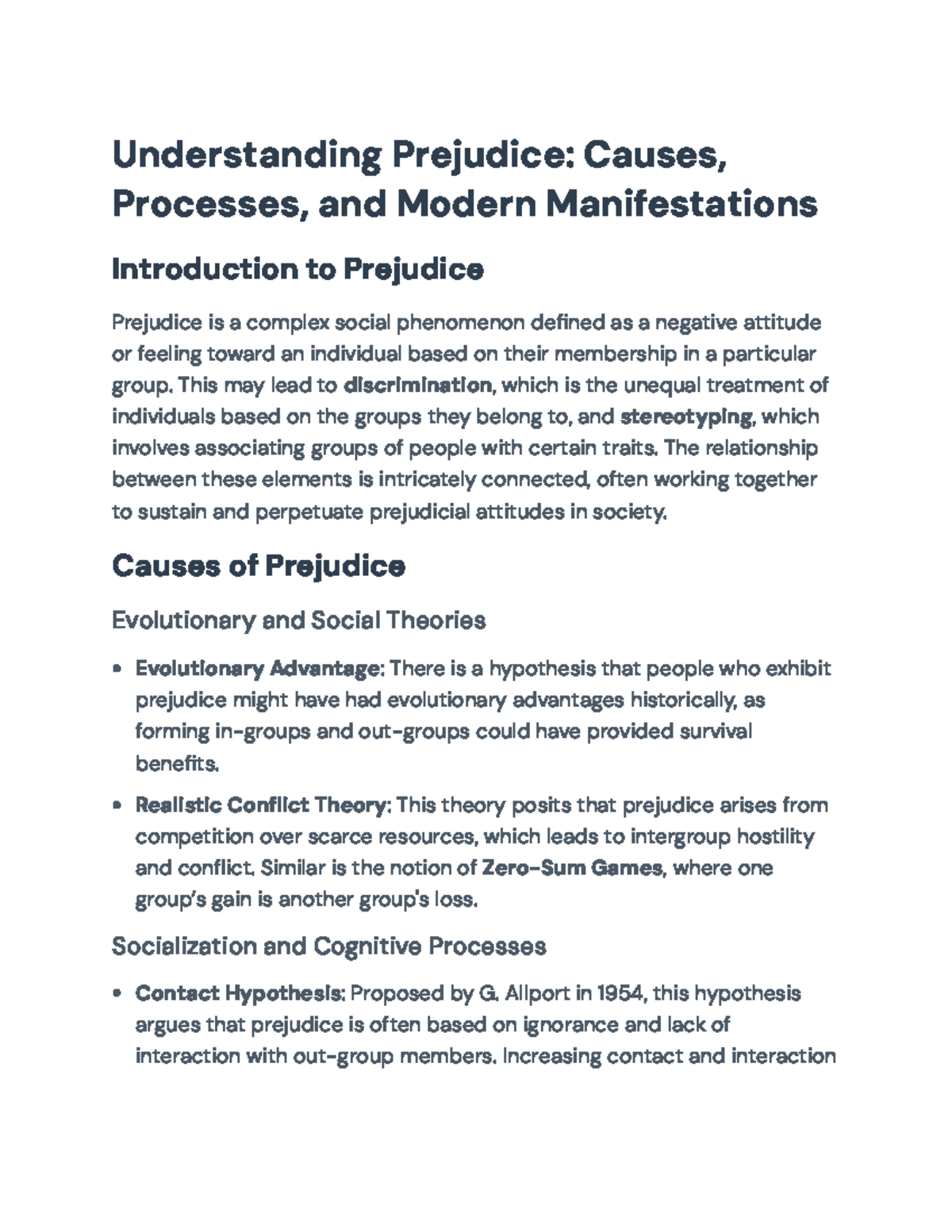Understanding Prejudice: Causes, Processes, and Modern Impacts ...