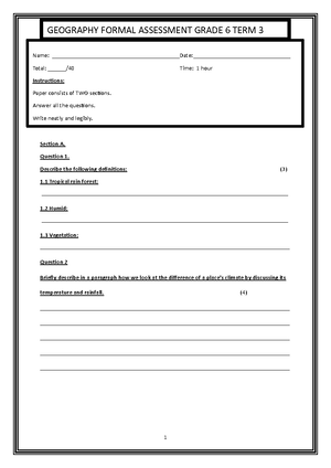 Geography Grade 11 Research TASK 2023 - GRADE 11 MARKS: 100 DUE DATE ...