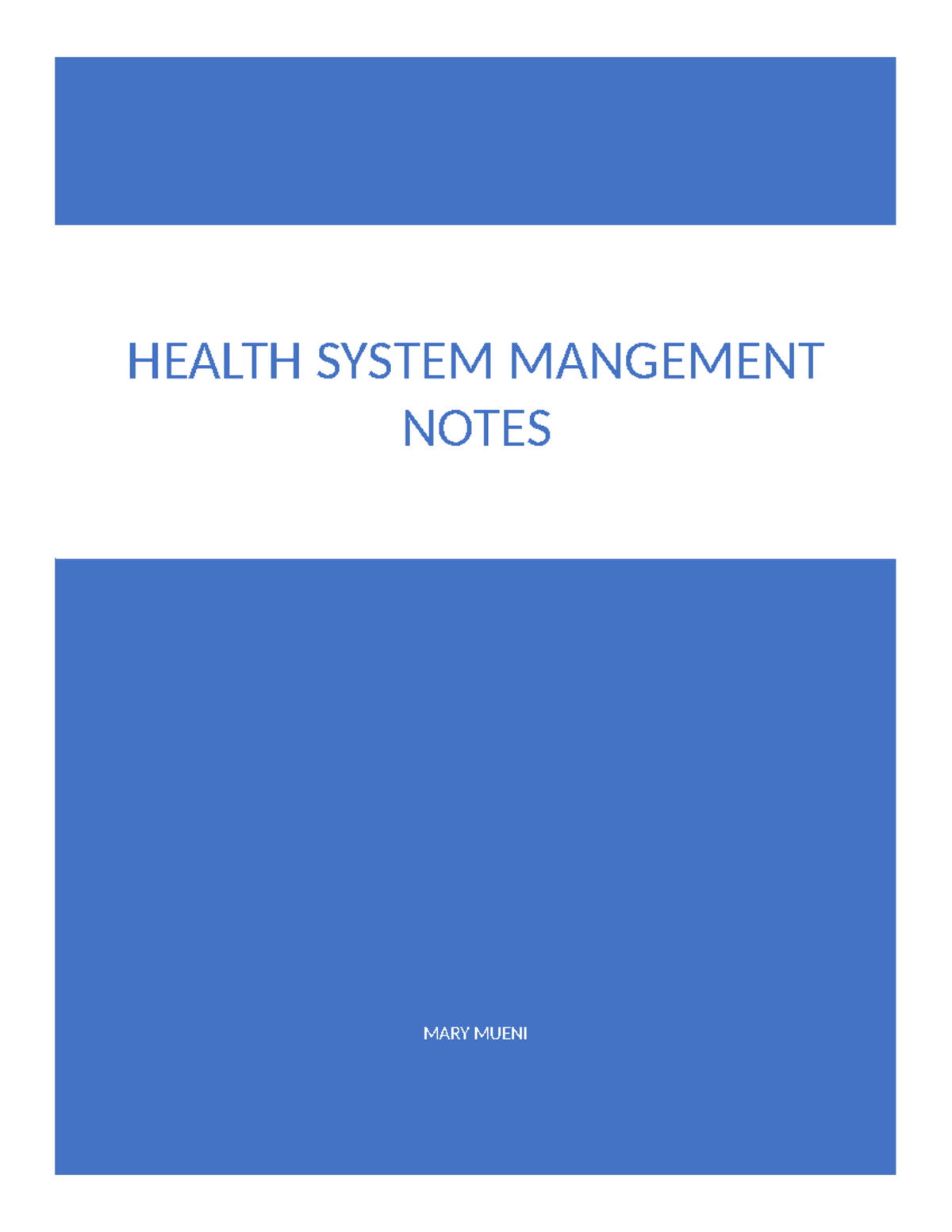 HSM 9: Health Systems Management Notes - Diploma in Community Health ...