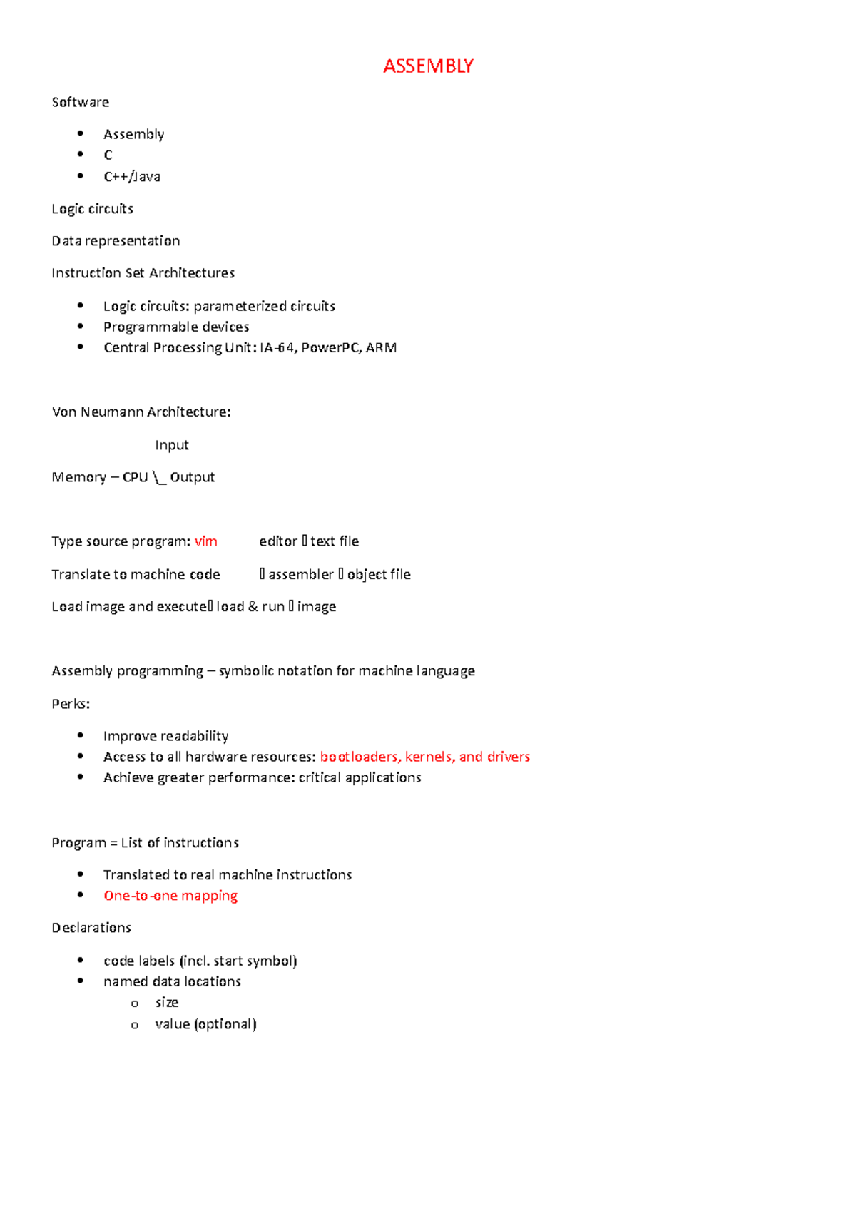 Lecture 02 Notes: Introduction to Assembly Language Concepts - Studeersnel