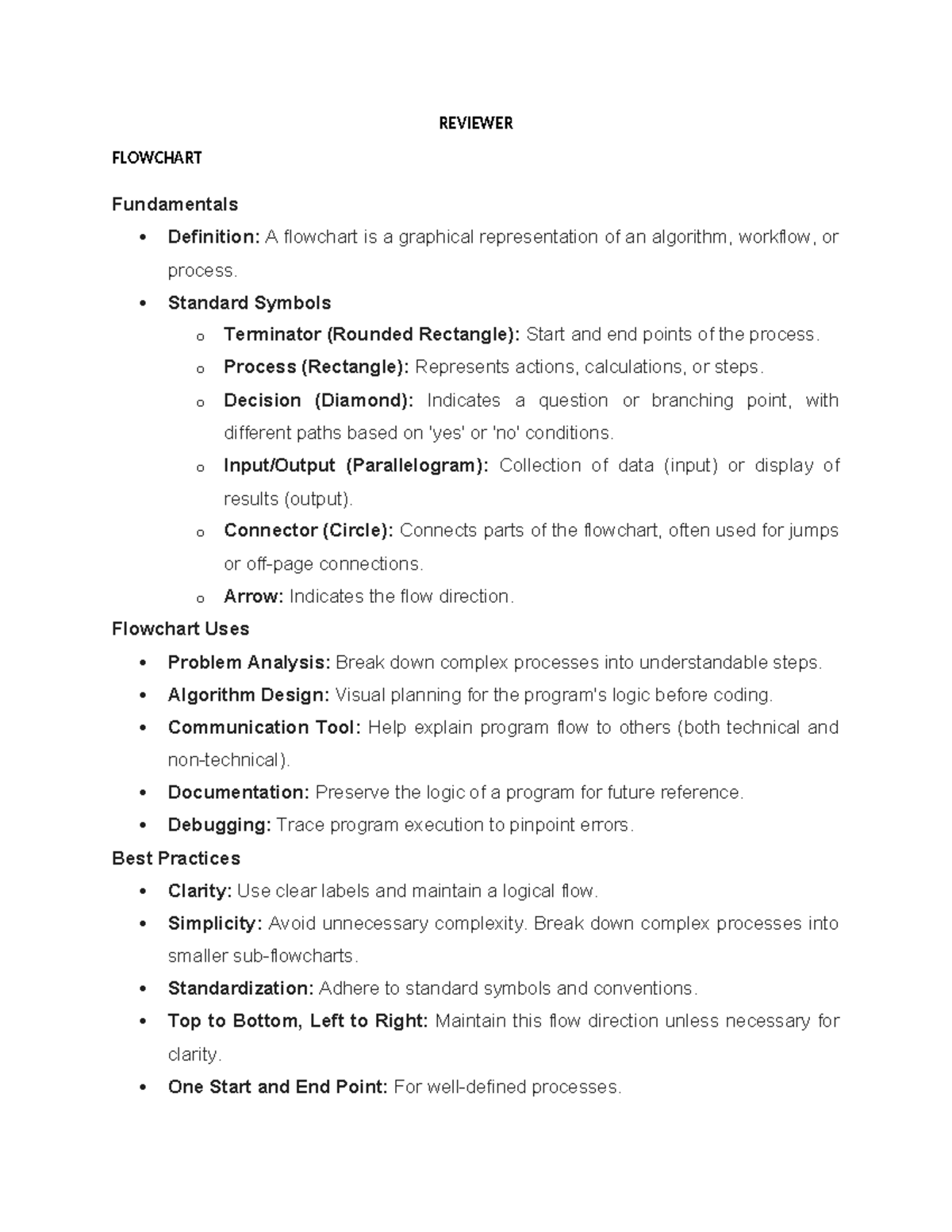 Flowchart and Arithmetic Operators Overview - Programming Reviewer ...
