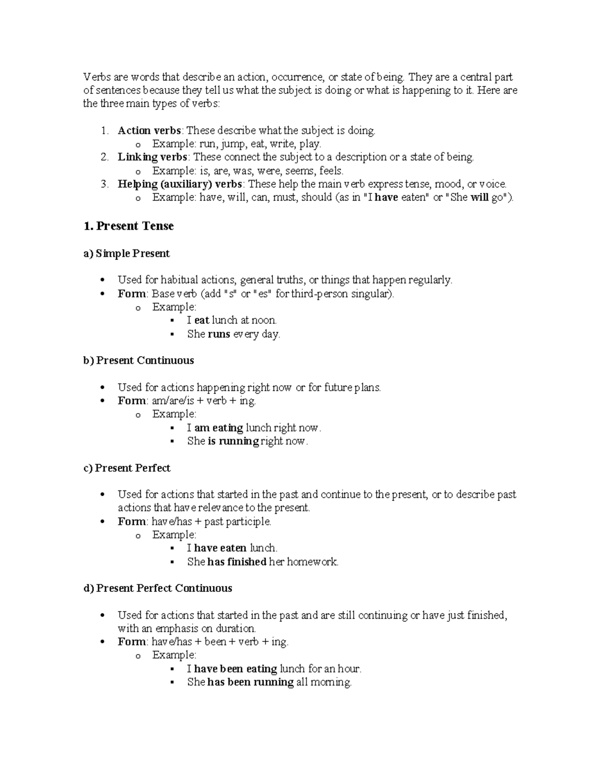 Verbs Overview: Types and Tenses in English Grammar - Studocu