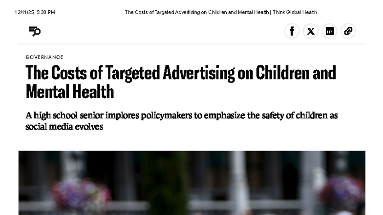 The Costs of Targeted Advertising on Children & Mental Health: A Study ...