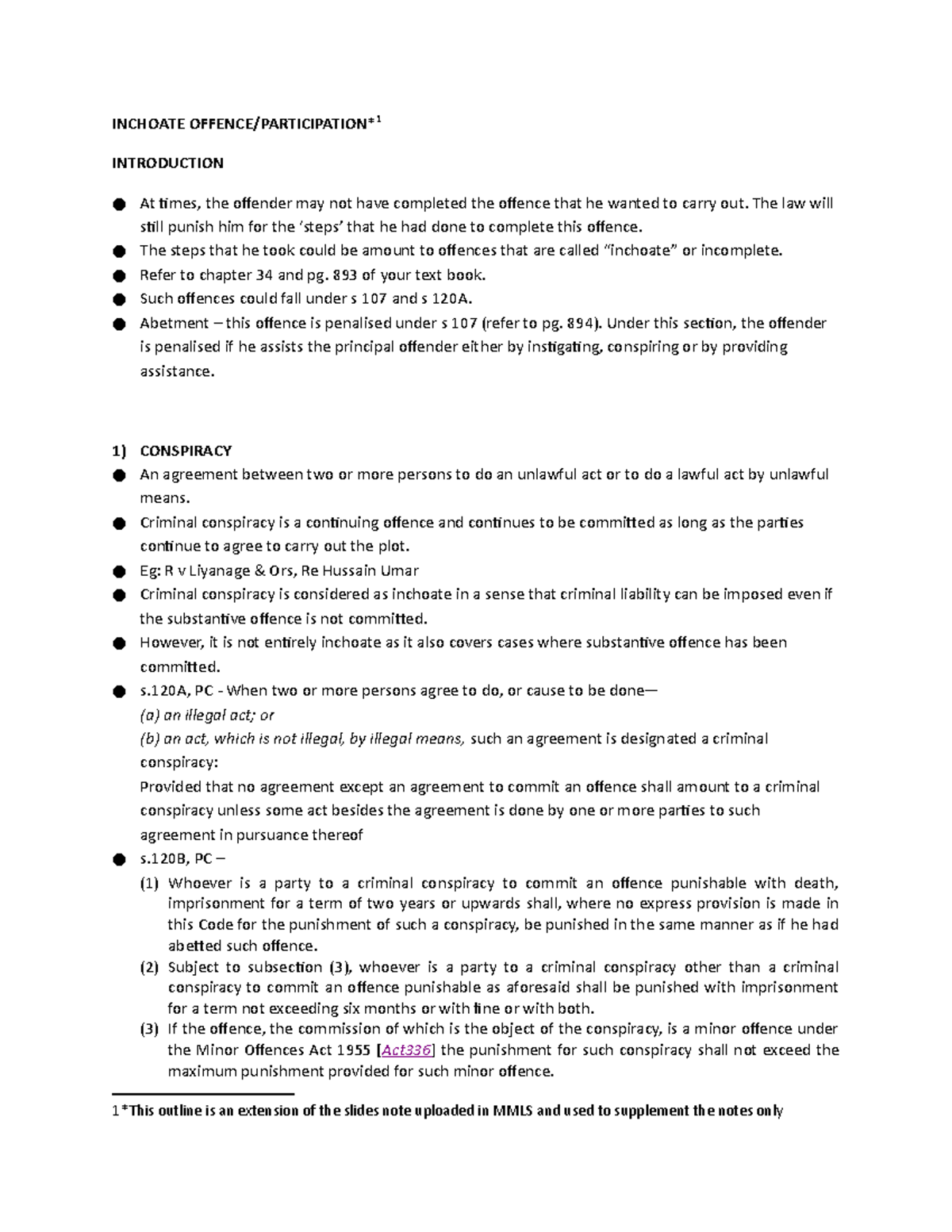 Inchoate Offences and Participation: Key Concepts and Sections (Law 101 ...