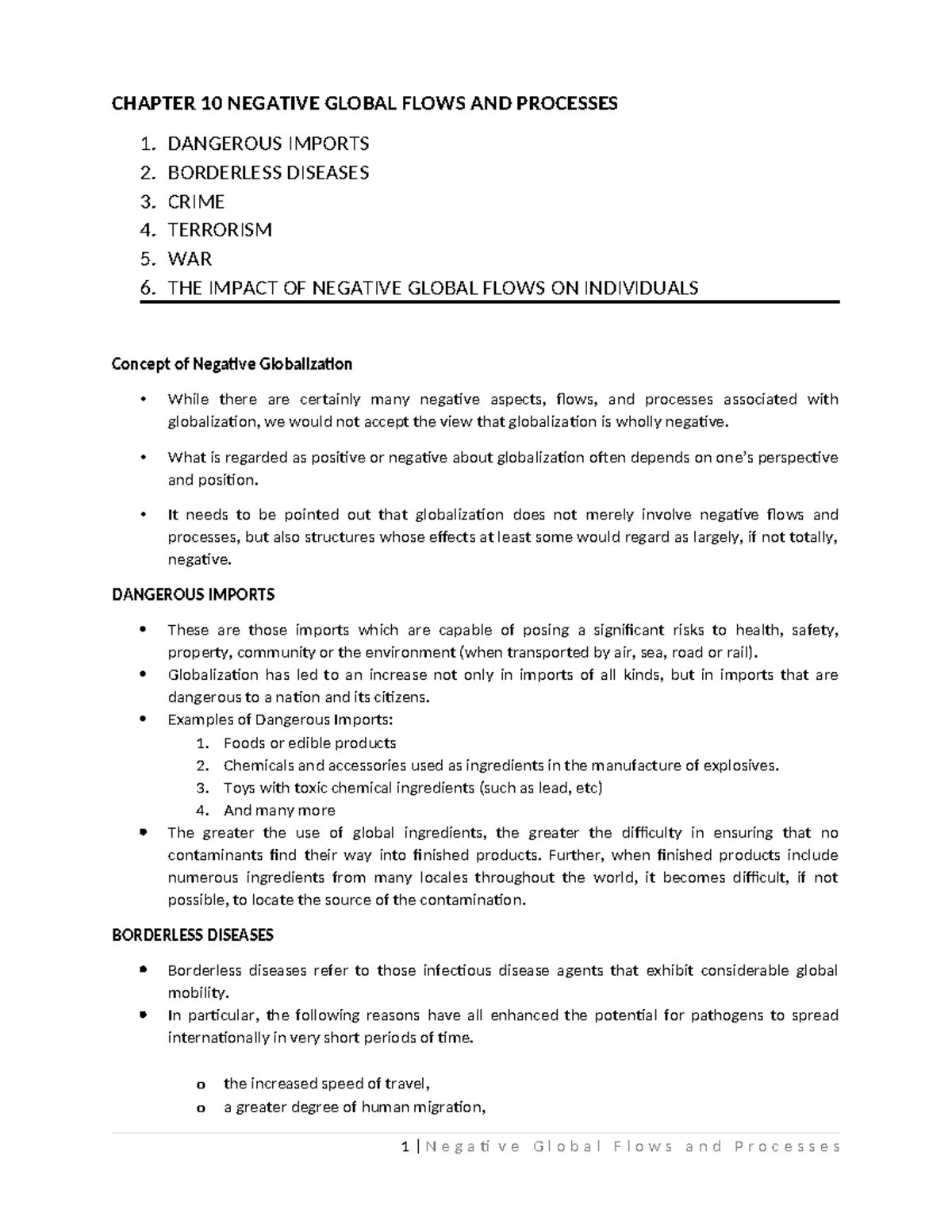 Chapter 10: Negative Global Flows and Their Impact - Notes - Studocu