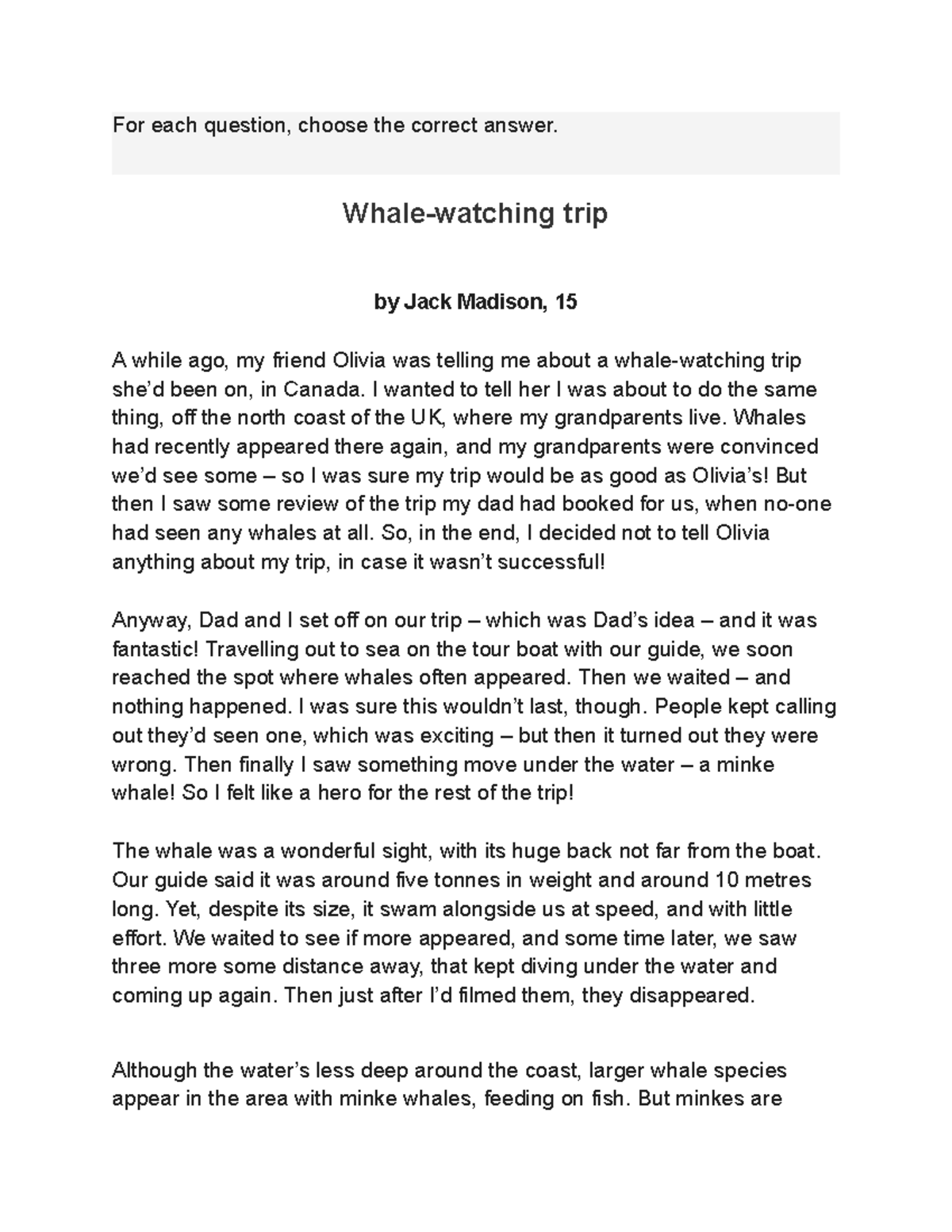Multiple Choice Practice Exercise - Trip Experience - Studocu