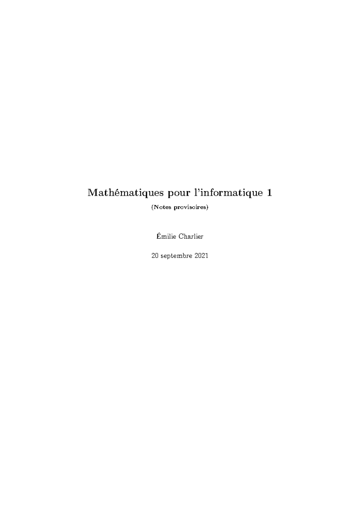 MATH 101: Notes de cours - Mathématiques pour l'informatique 1 - Studocu