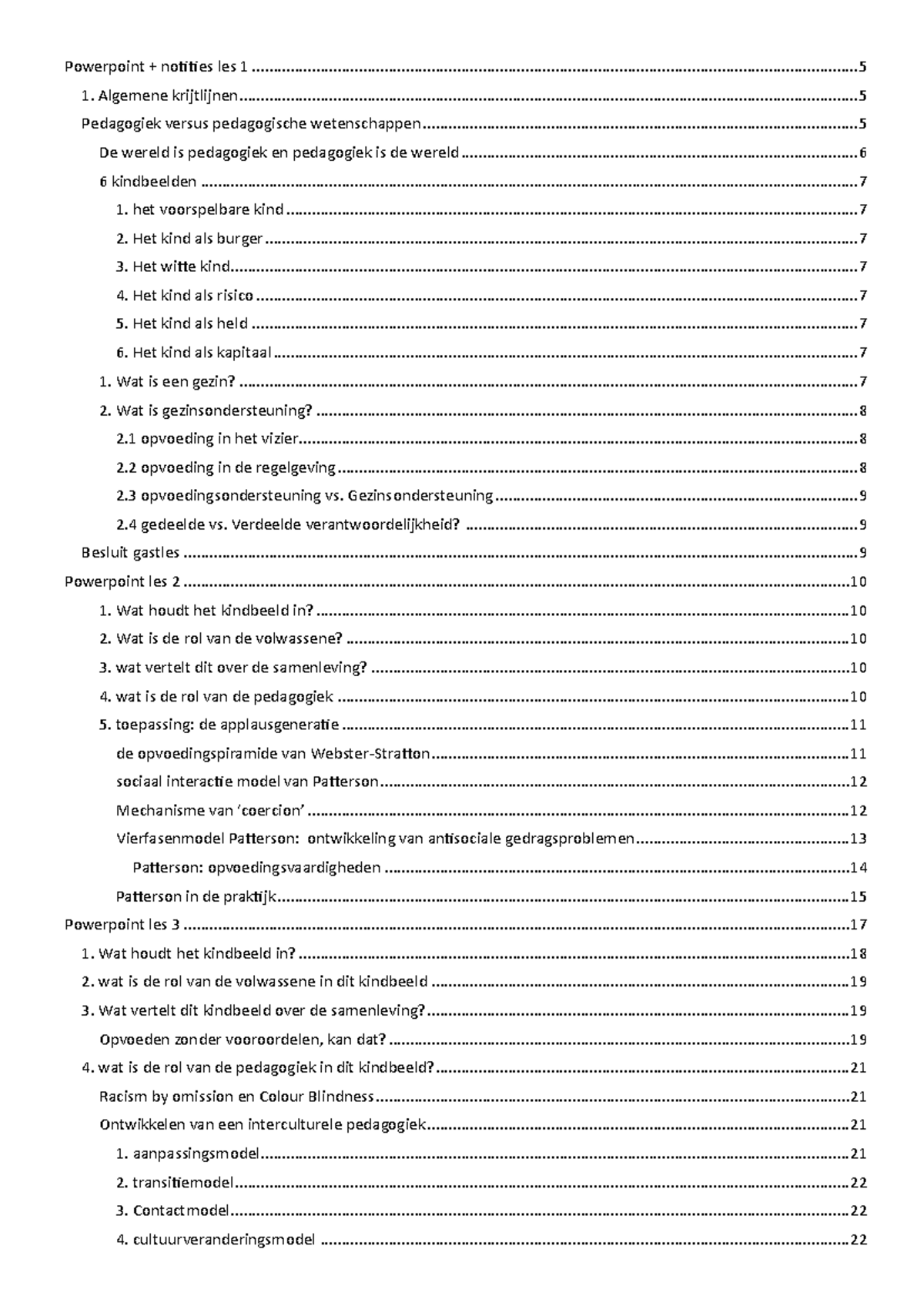 PowerPoint Notities Les 1: Pedagogiek en Gezinsondersteuning (SV) - Studocu