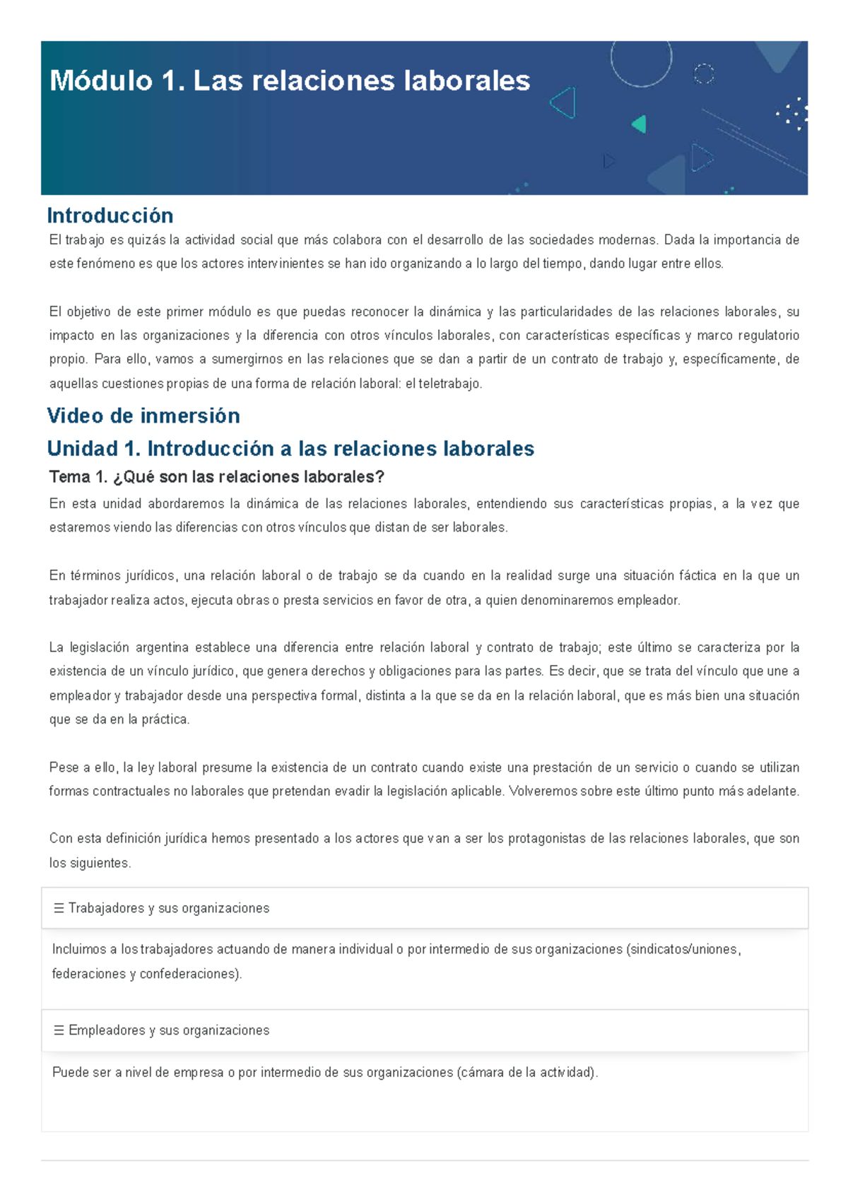 Módulo 1: Dinámicas y Particularidades de las Relaciones Laborales ...