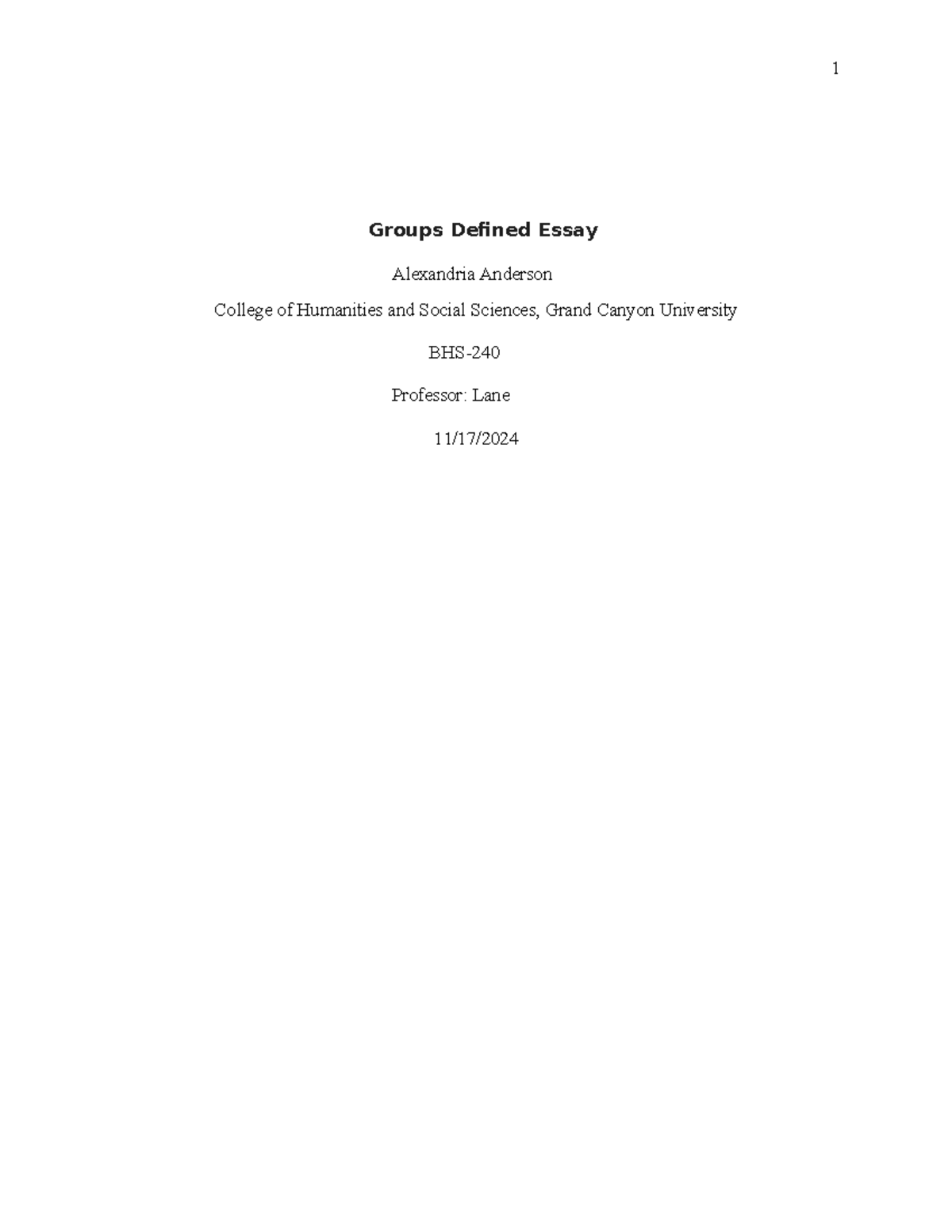 Groups Defined - assignment - Groups Defined Essay Alexandria Anderson ...
