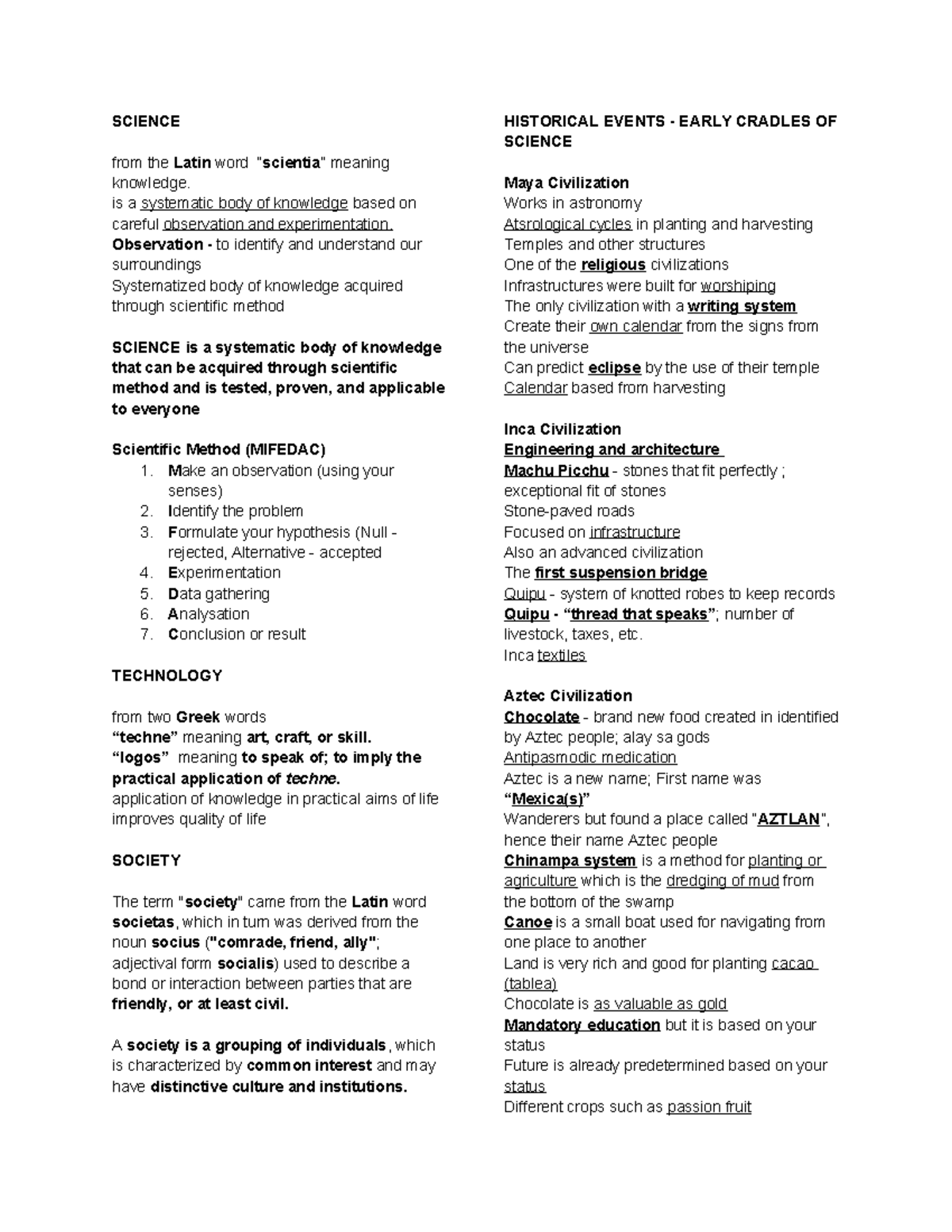 STS Lesson 1 and 2 - reviewer for ch01-ch02 - SCIENCE from the Latin word “scientia” meaning ...
