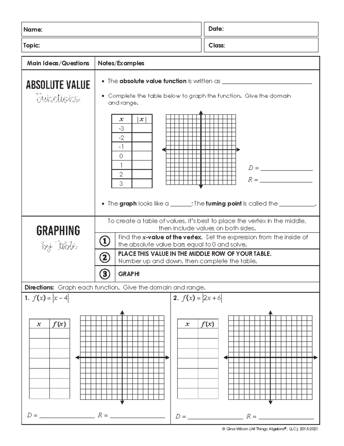 Unit 3: Graphing Absolute Value Functions - Homework 2 - Studocu