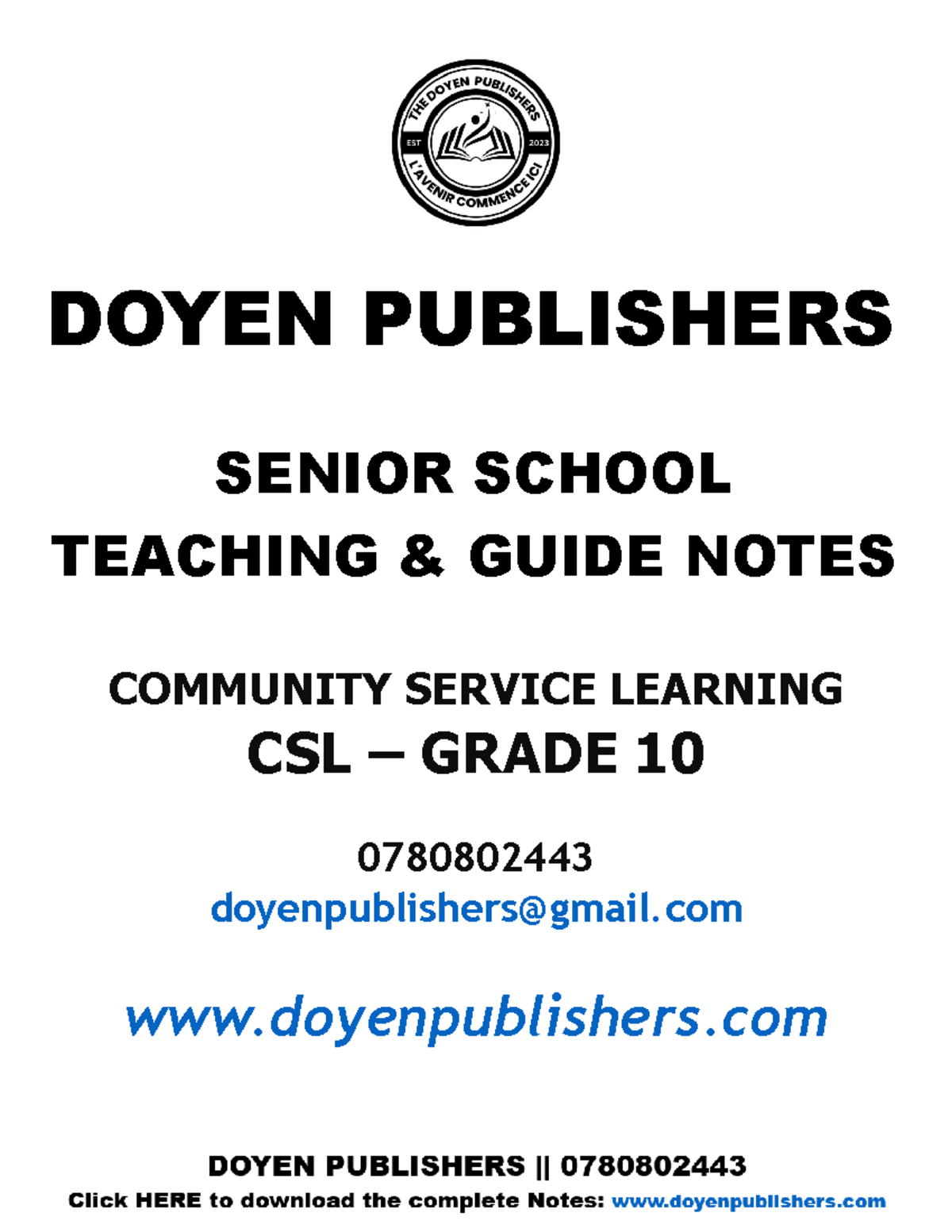 Grade 10 Community Service Learning (CSL) Teaching Guide Notes - Studocu