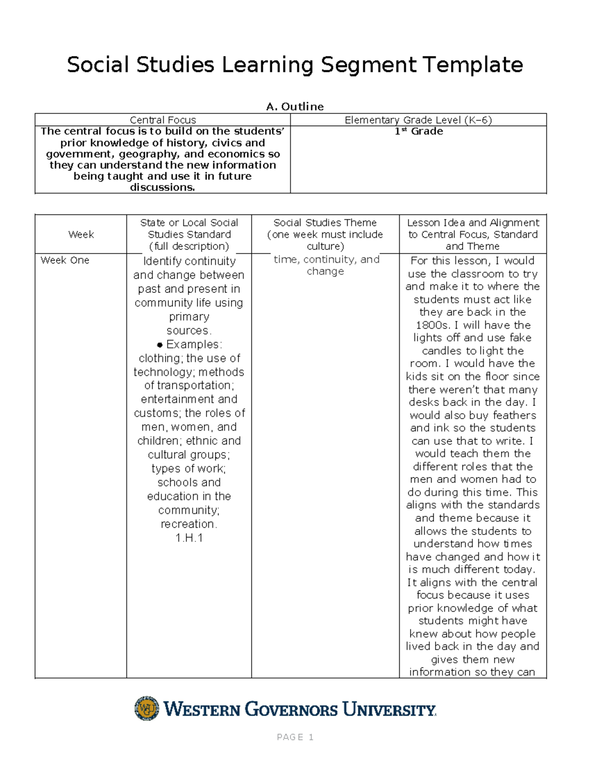 Social Studies Learning Segment Template for Grades K–6 - Studocu
