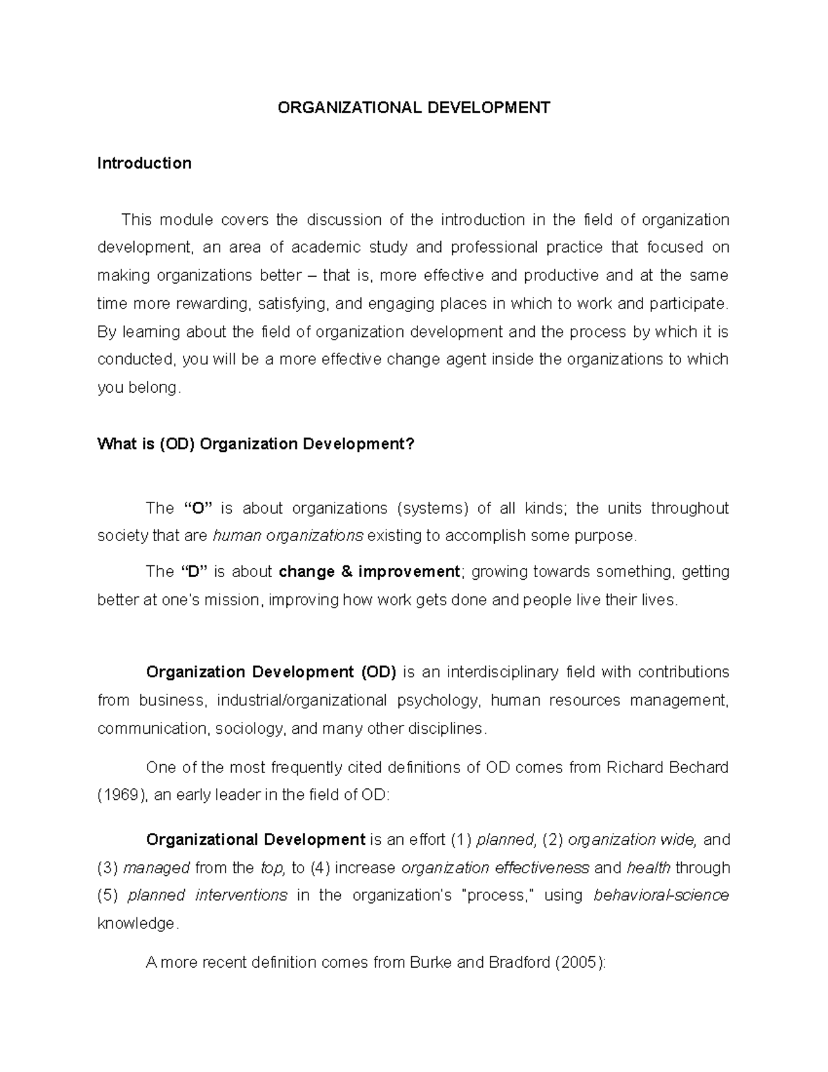 Organizational Development Overview - Lecture Notes (OD 101) - Studocu