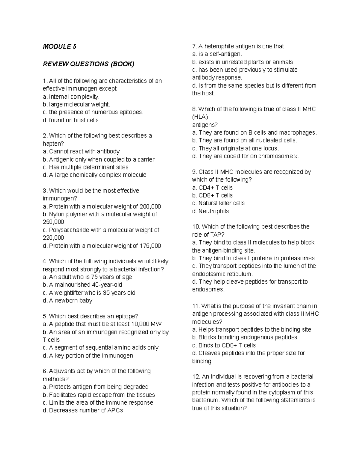 IS - Questions from book - MODULE 5 REVIEW QUESTIONS (BOOK) All of the ...