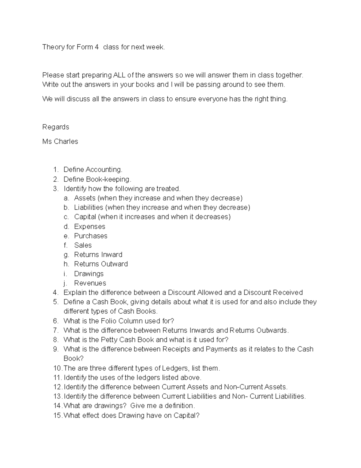 Form 4 - Accounting Theory Revision for Class Discussion - Studocu