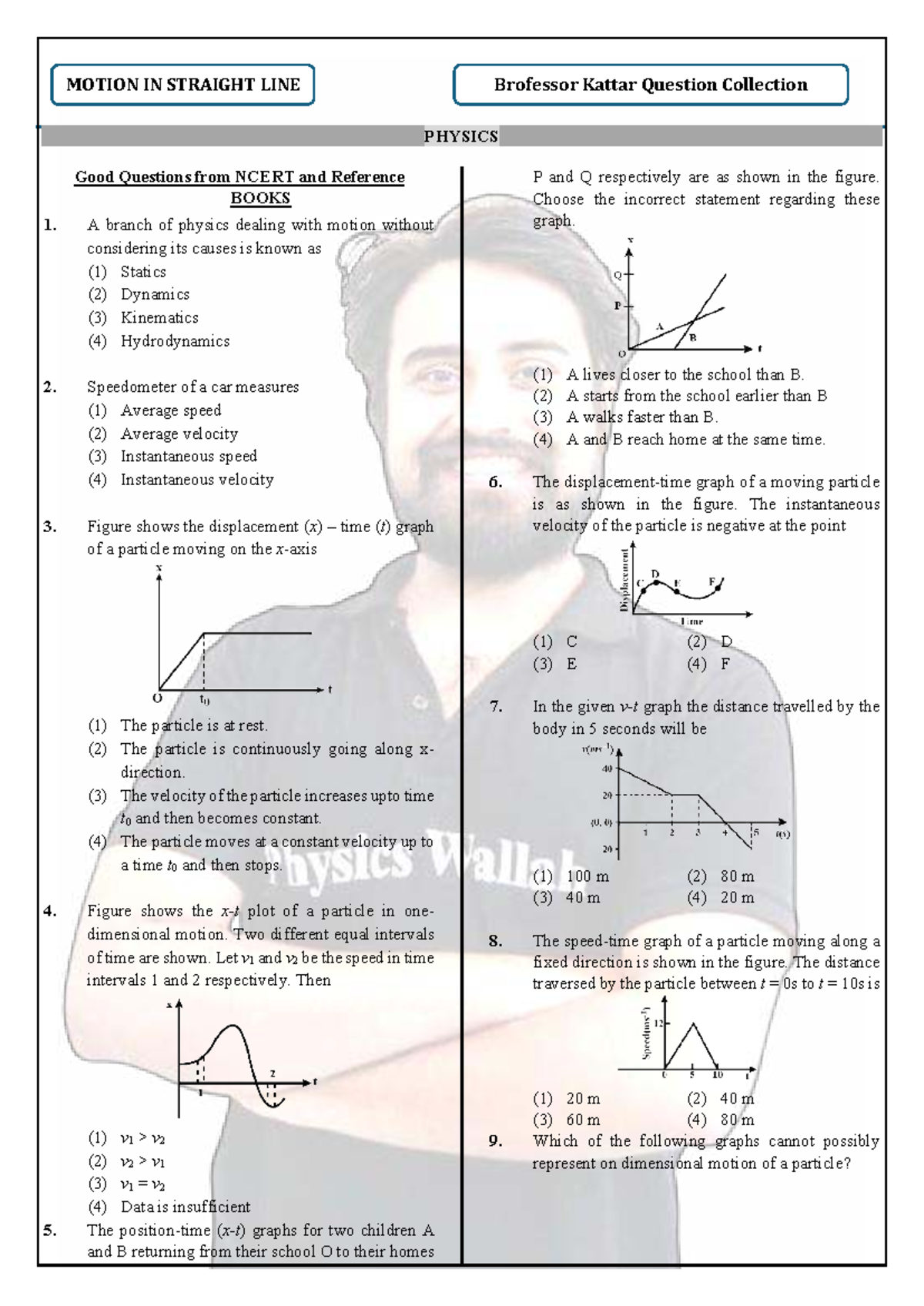 MOTION IN STRAIGHT LINE: PHYSICS Numerical Questions Collection ...