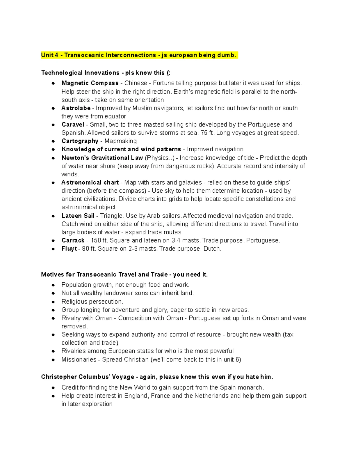 AP World History Notes Unit 2 - Unit 2 - Networks of Exchange - Js a ...