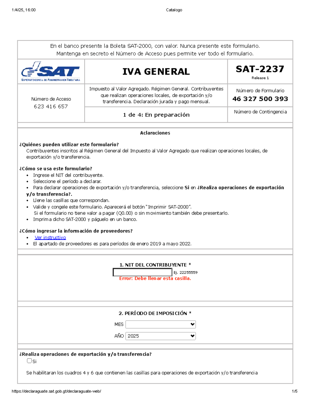 Formulario de IVA GENERAL - Declaración SAT 2025 - Instrucciones y ...