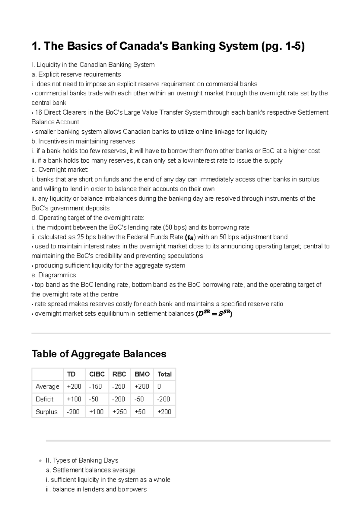 1. Overview of Canada's Banking System: Liquidity & Reserves (pg. 1-5 ...