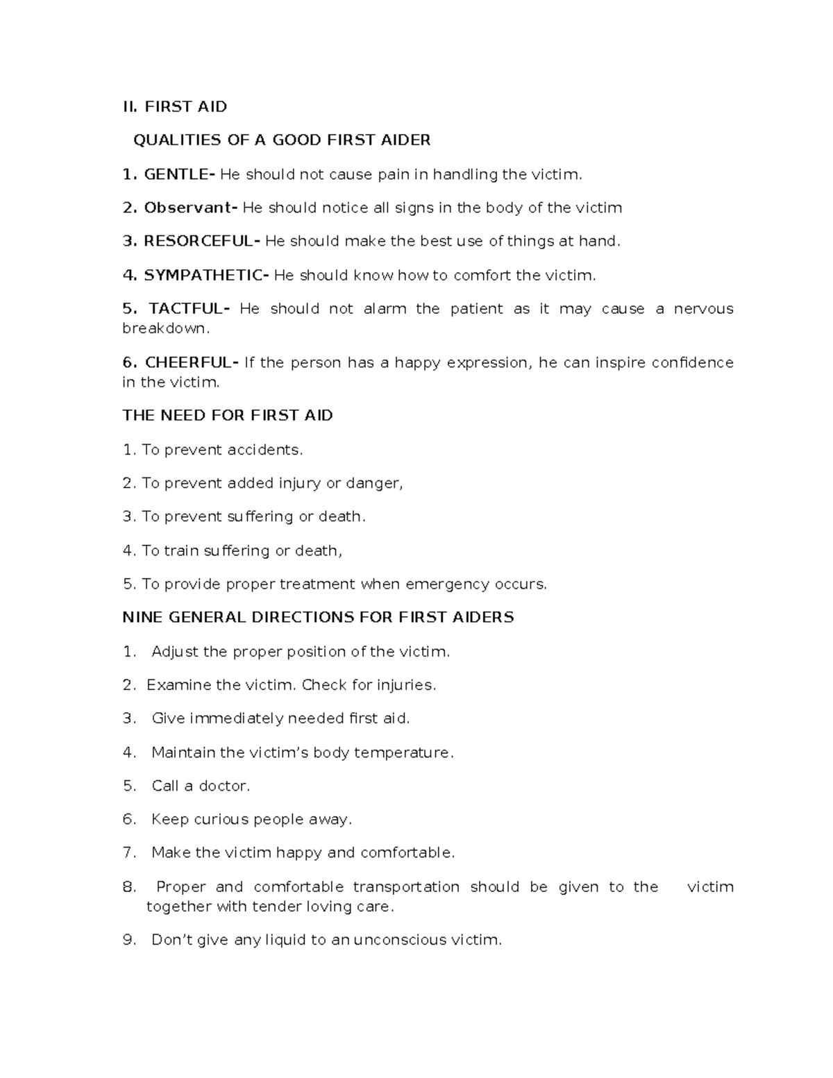 Lesson 02: First Aid Techniques and Safety Measures Essentials - Studocu