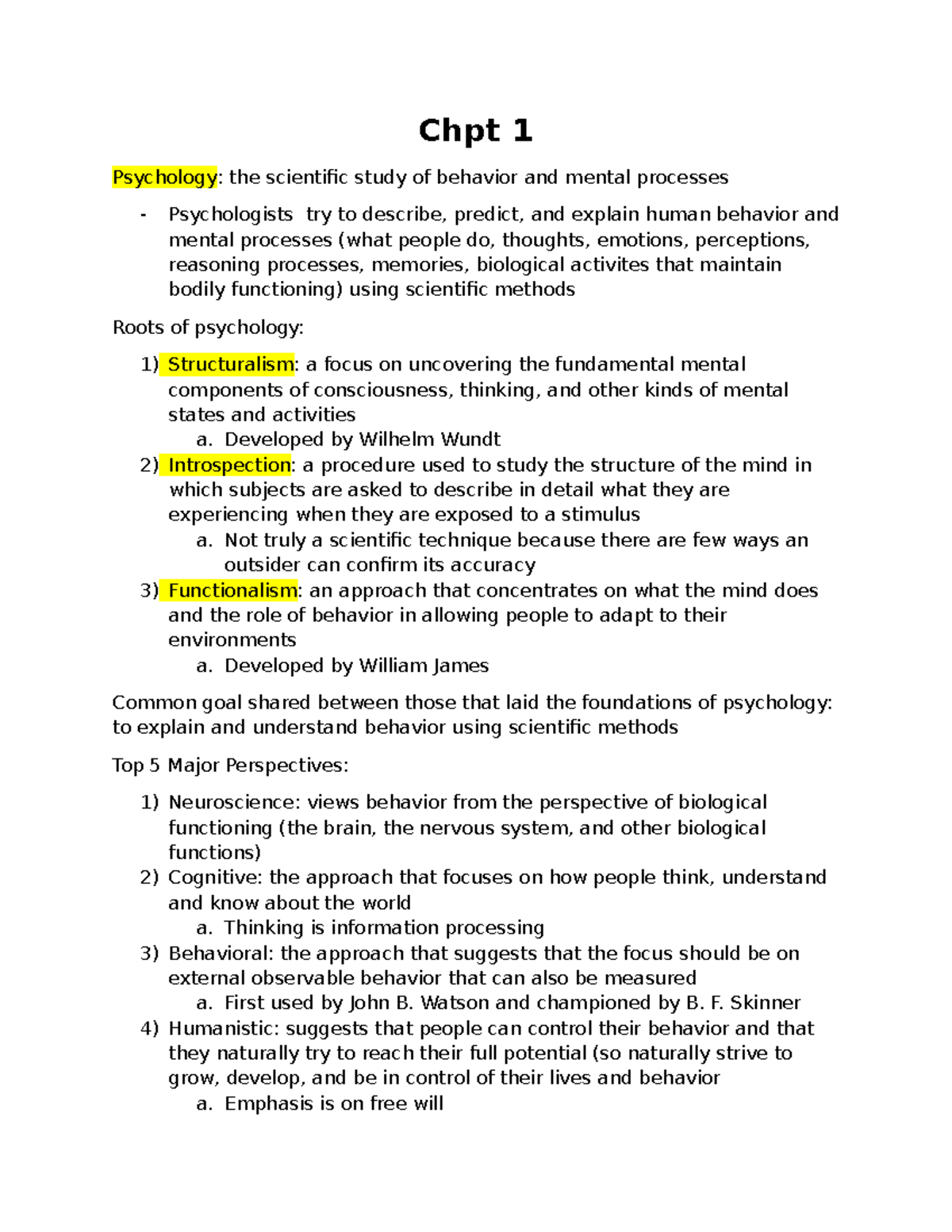 Psychology 101: Chpt 1 - Foundations of Behavior & Mental Processes ...