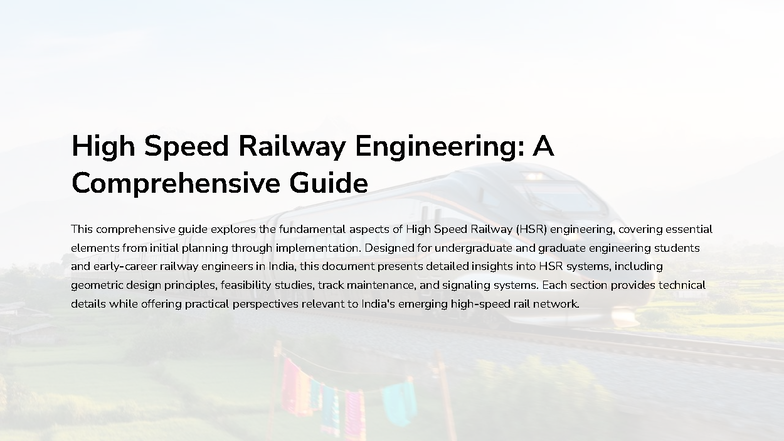 High Speed Railway Engineering (HSR): A Comprehensive Guide for ...