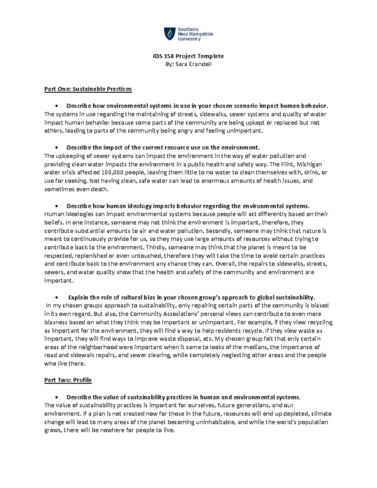 IDS 150 Project Template: Sustainable Practices Analysis and Action ...