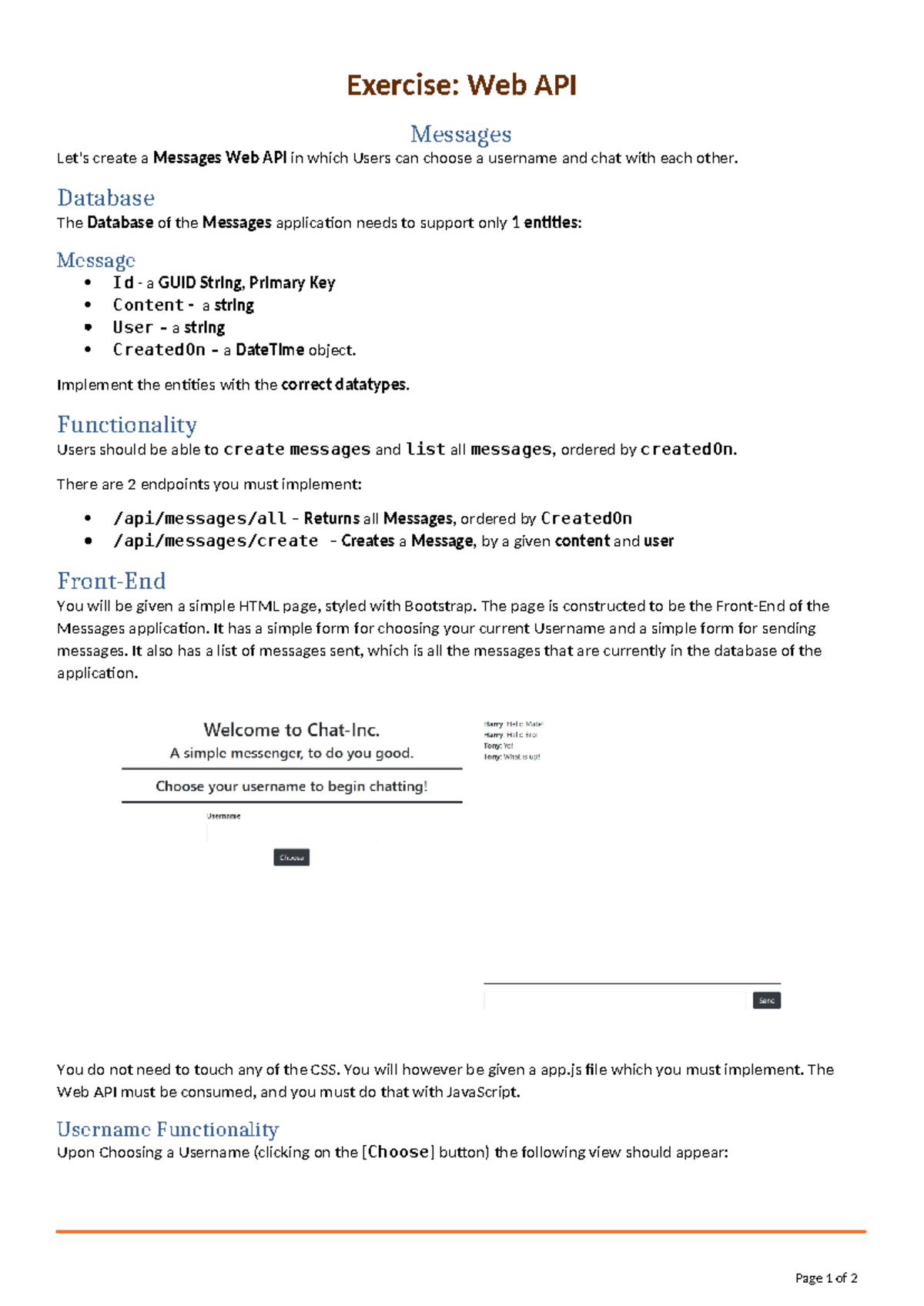CSharp-ASP-NET Core Web API Exercise: Messages Functionality - Studocu