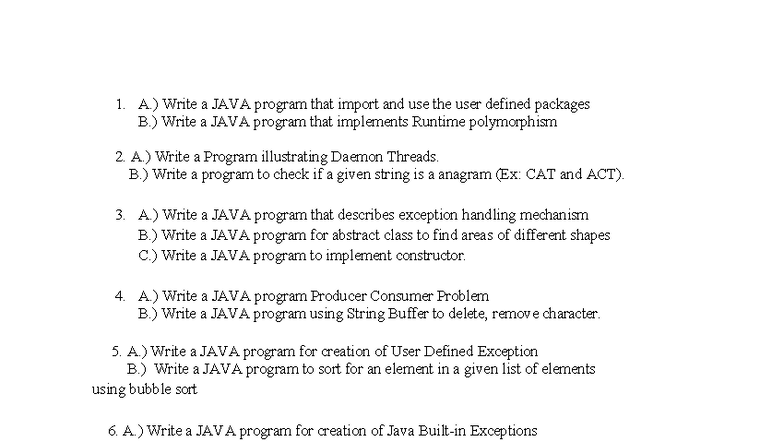 Java Lab External Questions: Programming Concepts & Examples - Studocu
