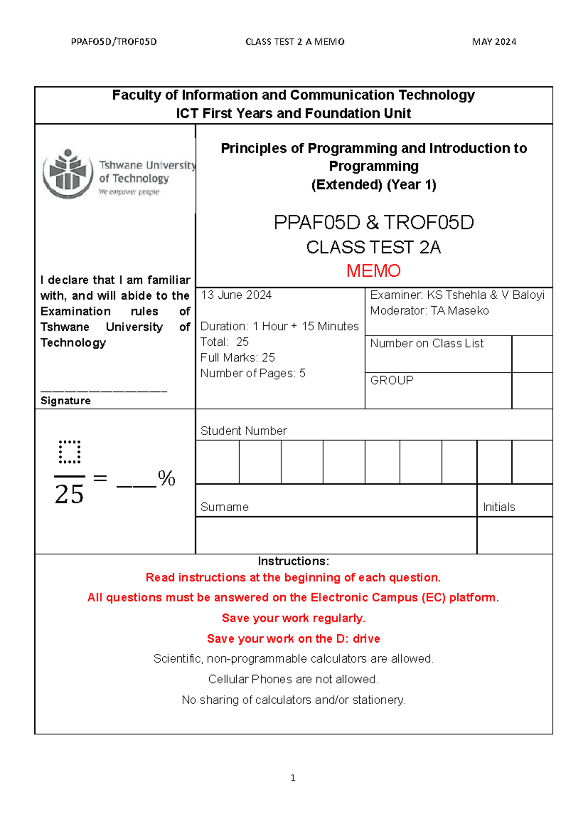 CT2.2 B + MEMO - Memorandum - Faculty of Information and Communication ...