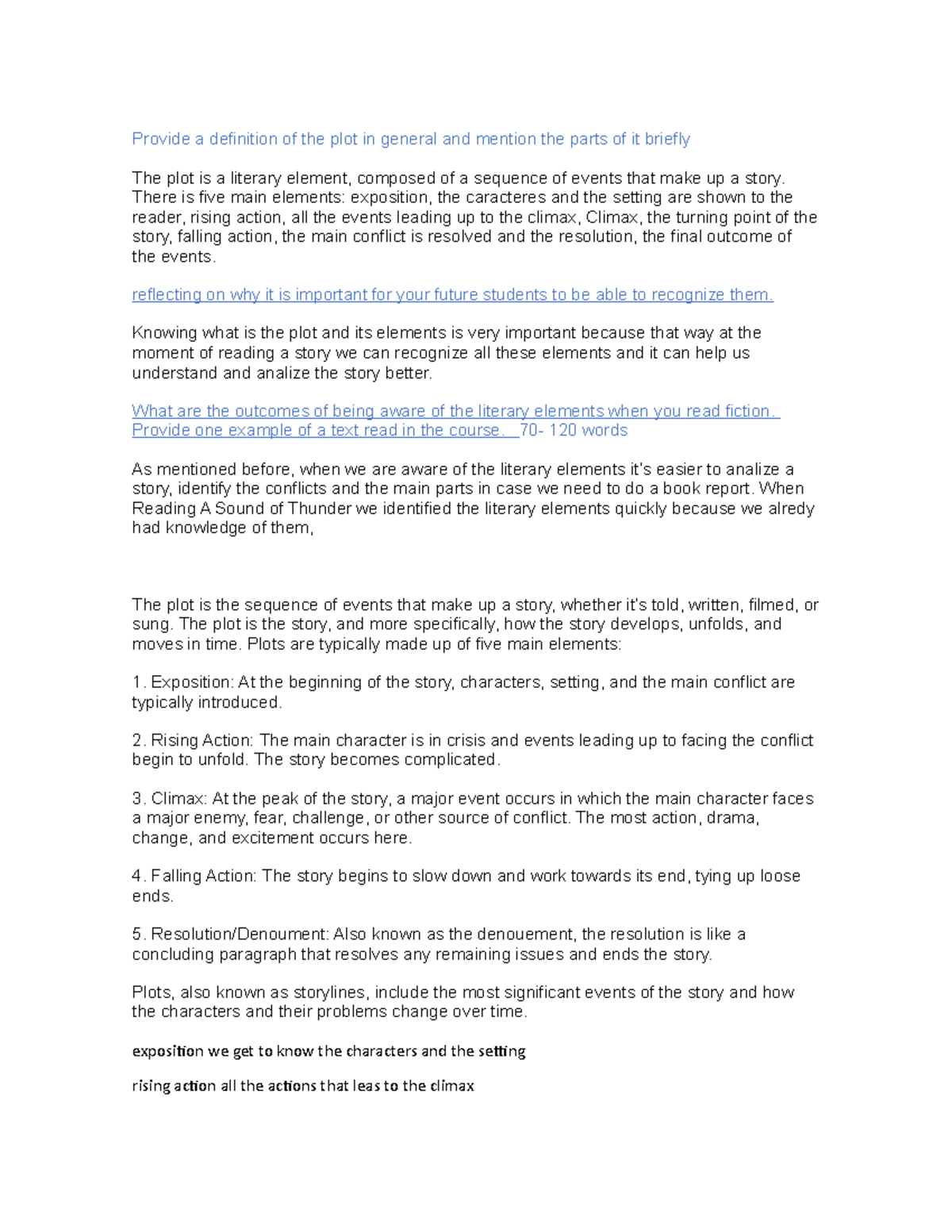 Plot - plot description - Provide a definition of the plot in general ...