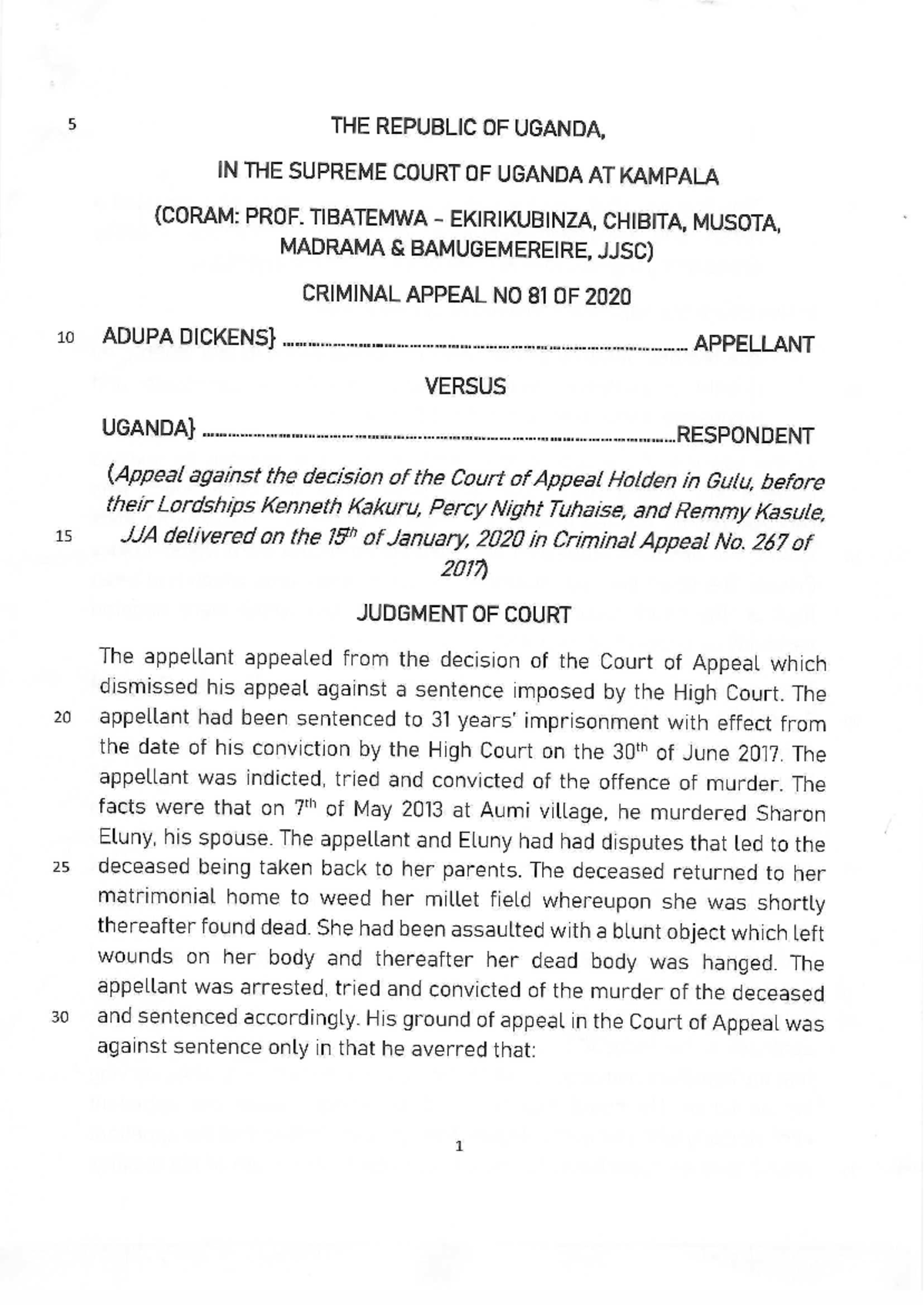 Adupa v Uganda: Analysis of Criminal Appeal 81/2020 in Supreme Court ...