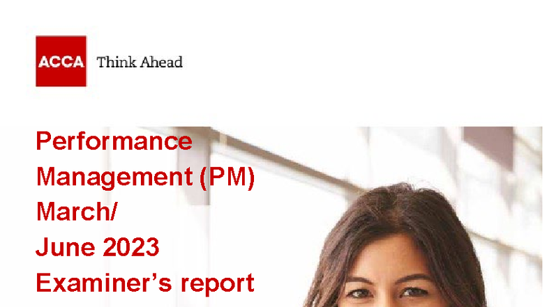 PM (Performance Management) June 2023 Examiner's Report: Insights ...