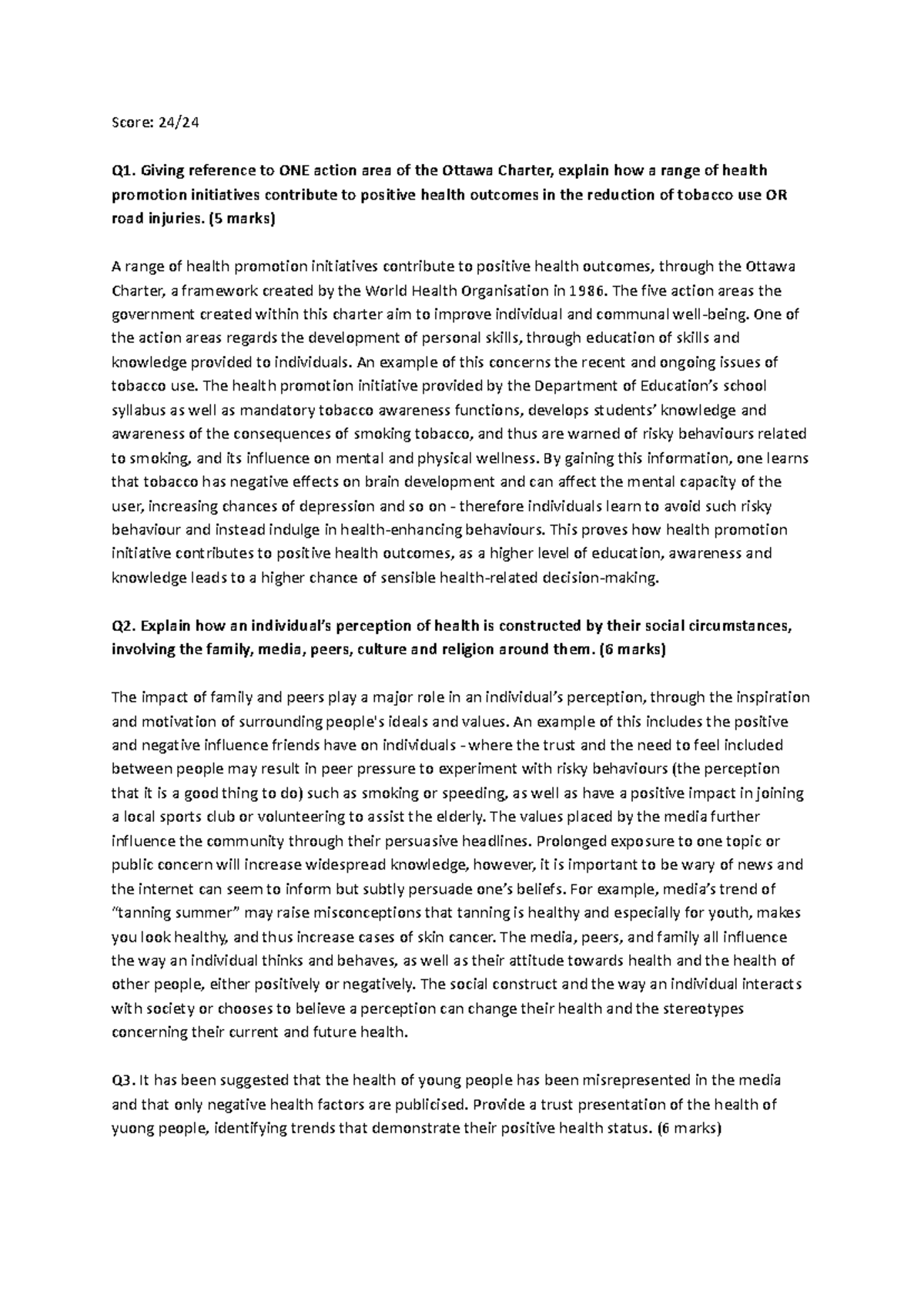 Preliminary PDHPE (Better Health for Individuals) Internal Assessment ...