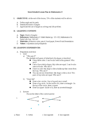 A Detailed Lesson PLAN IN Mathematics 7 (algebraic Expression) am-am ...