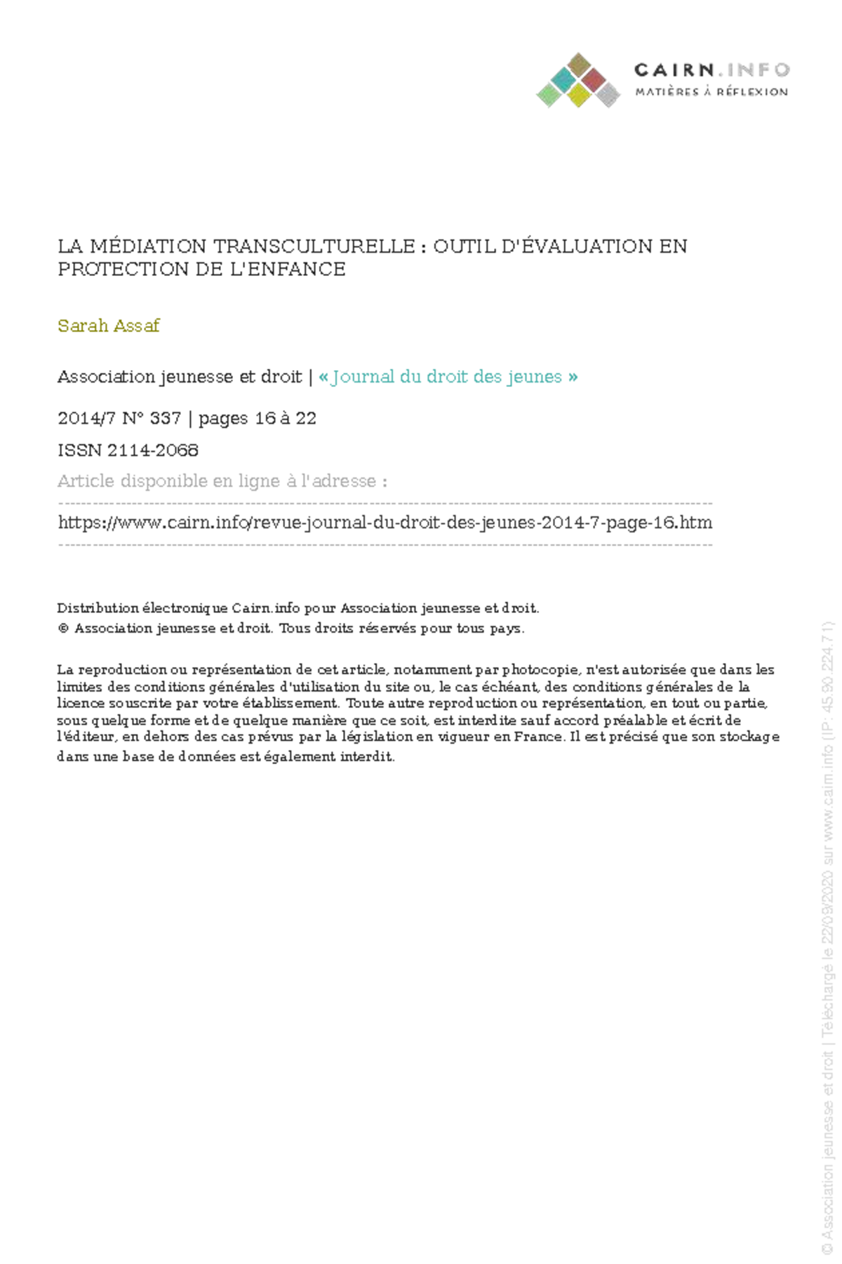 Médiation Transculturelle en Protection de l'Enfance : Outils et ...