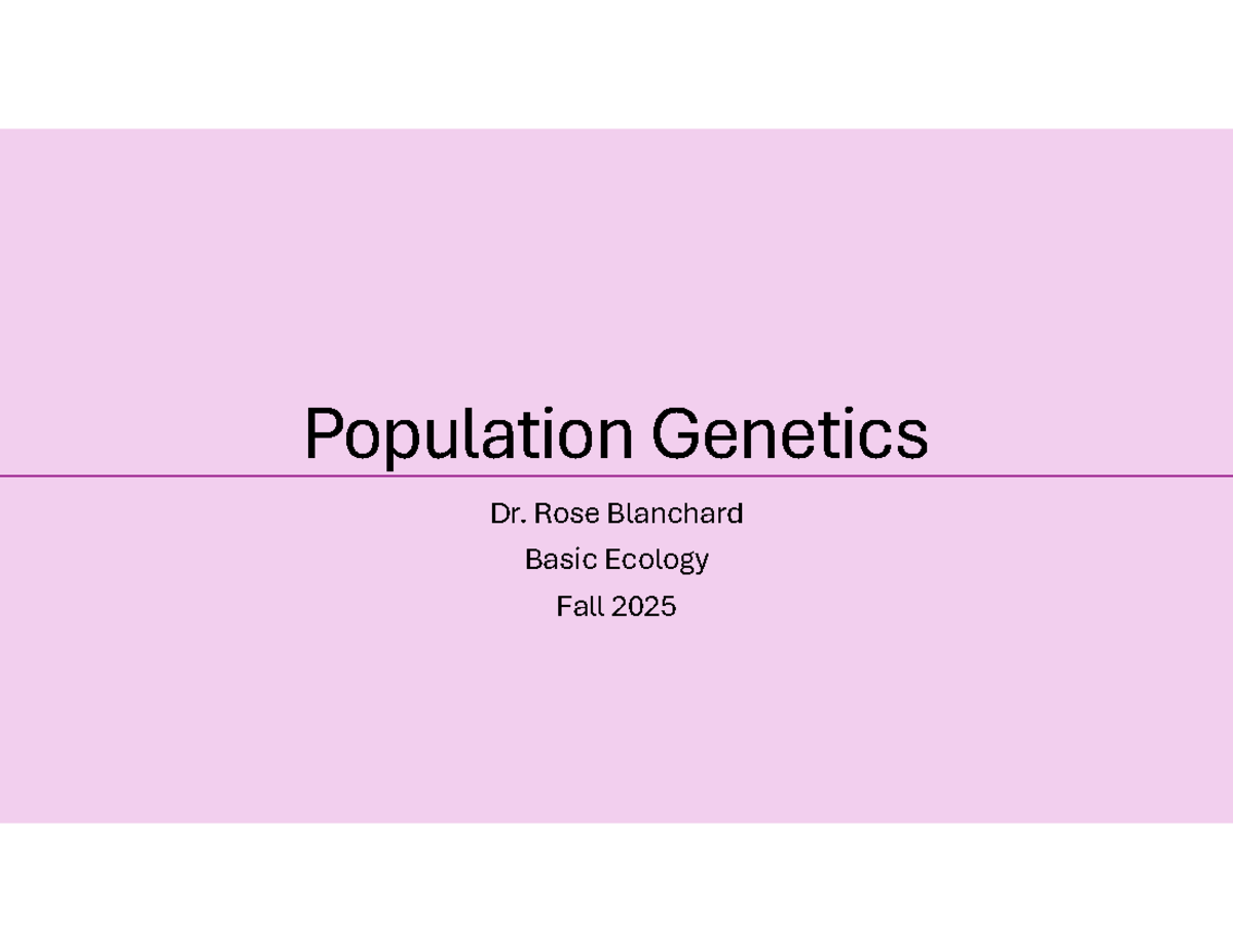 Population Genetics: Hardy-Weinberg Equilibrium & Allele Frequencies ...