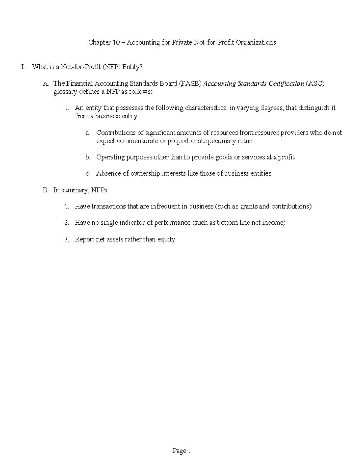 Chapter 10 – Accounting for Private Not-for-Profit Organizations - Studocu
