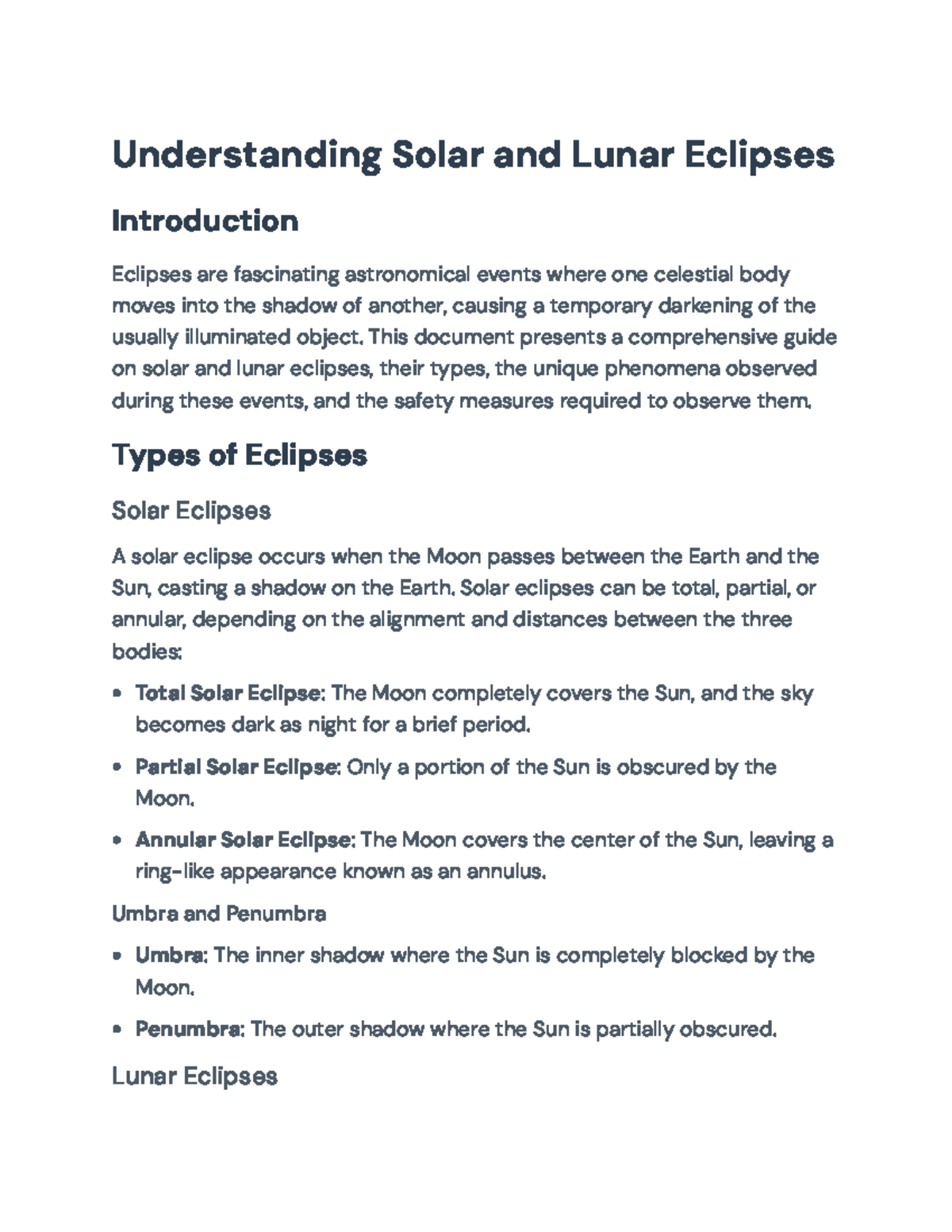Understanding Solar and Lunar Eclipses: Safety, Types, and Significance ...