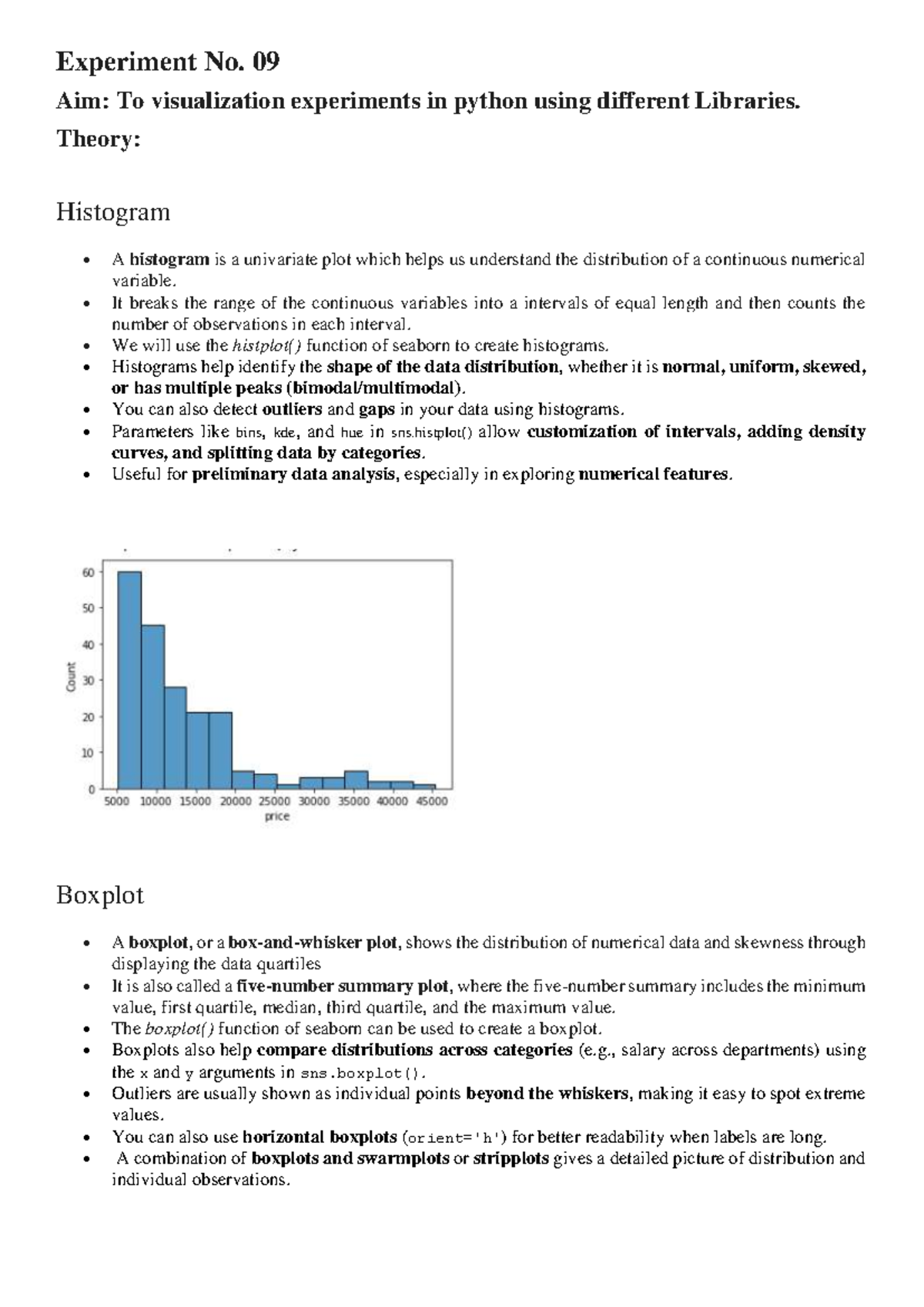 Experiment No. 09: Visualizing Data with Python Libraries - Studocu