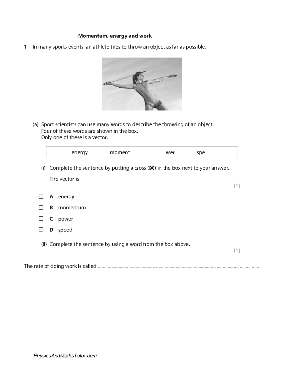 Momentum, Energy, and Work: Physics 1 QP Study Guide - Studocu