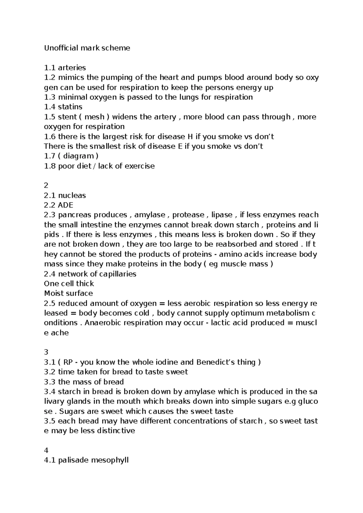 AQA-8464 Biology Paper 1 Higher Mark Scheme (June 2024) - Studocu