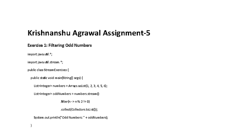 Assignment 5: Java Stream Exercises and Callable Futures - Studocu