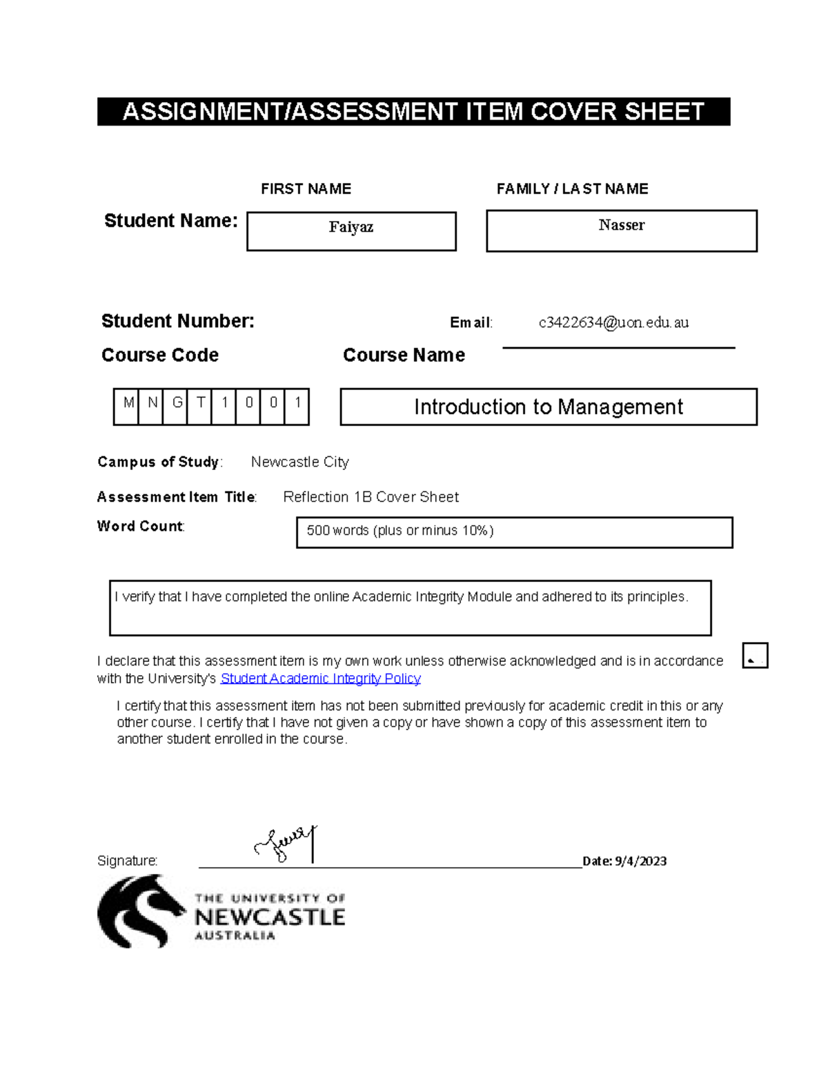 MNGT1001 Reflection on Group Assignment Experience - Studocu